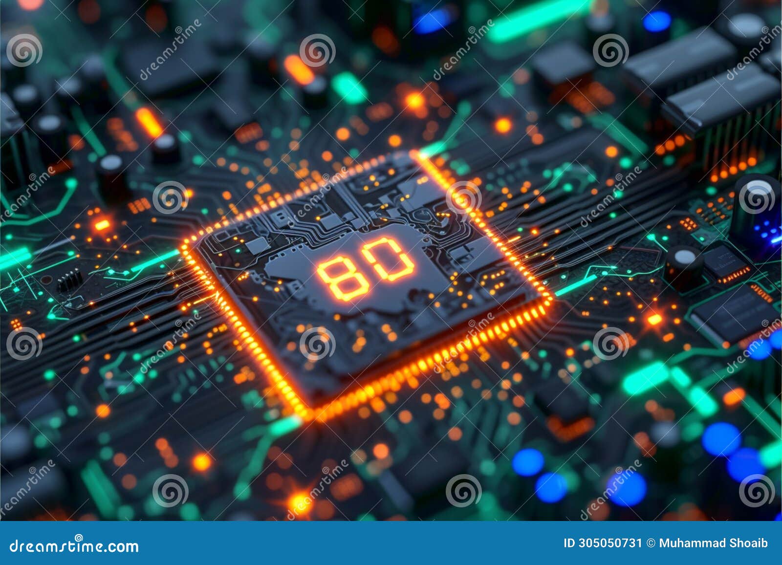 Smart Integration AI Letter, Technology Chip, CPU, Internet Connection ...