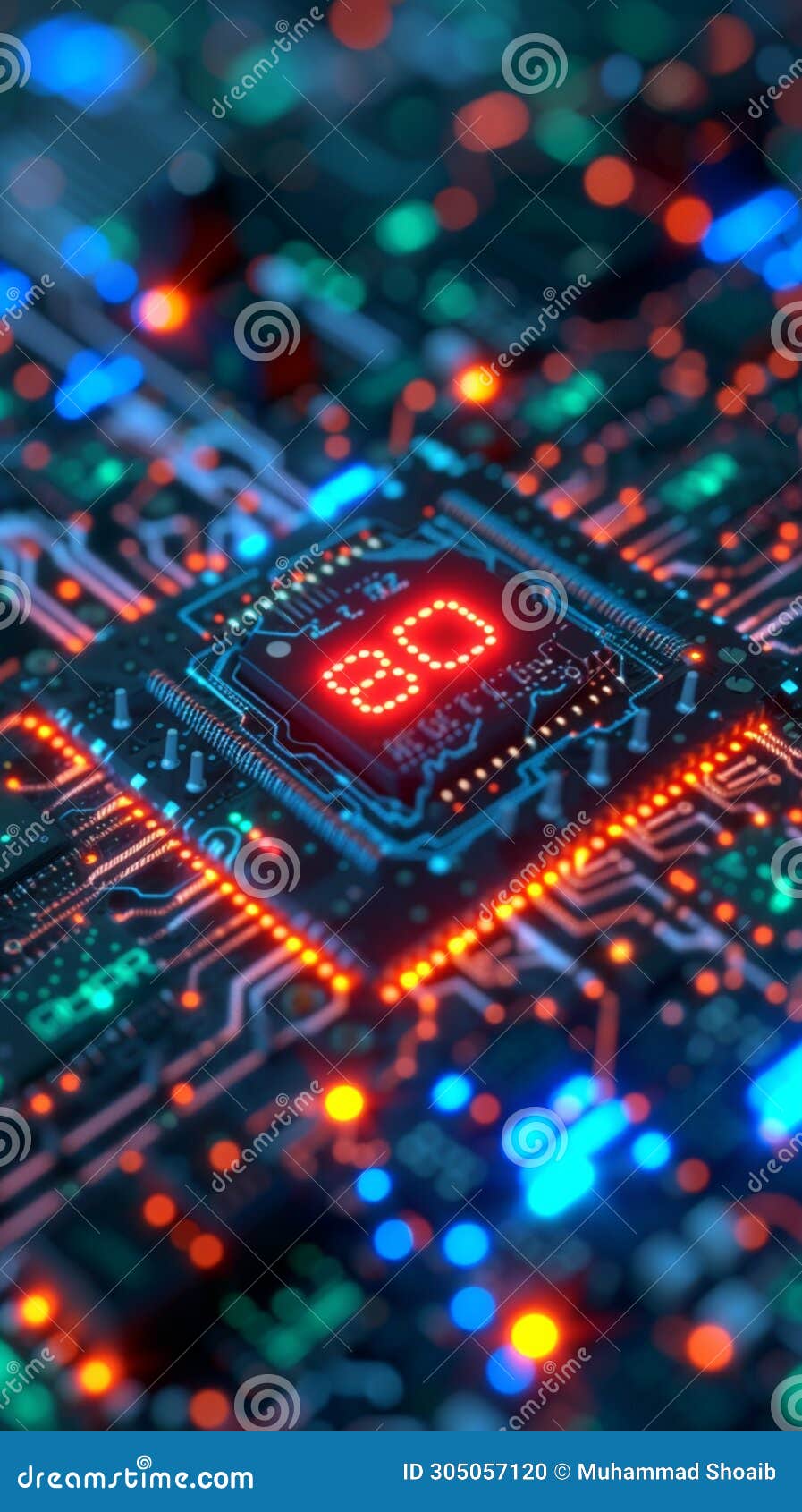 Smart Integration AI Letter, Technology Chip, CPU, Internet Connection ...