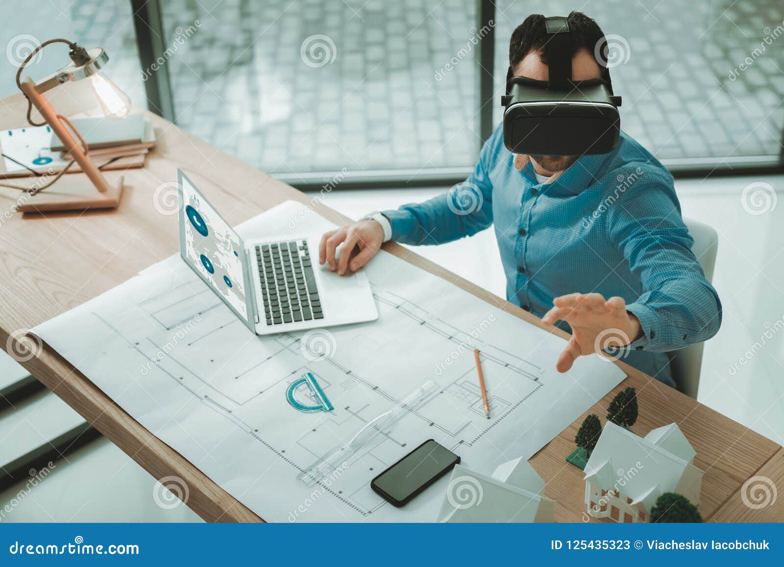 Smart Intelligent Man Using Technological Developments Stock Image ...