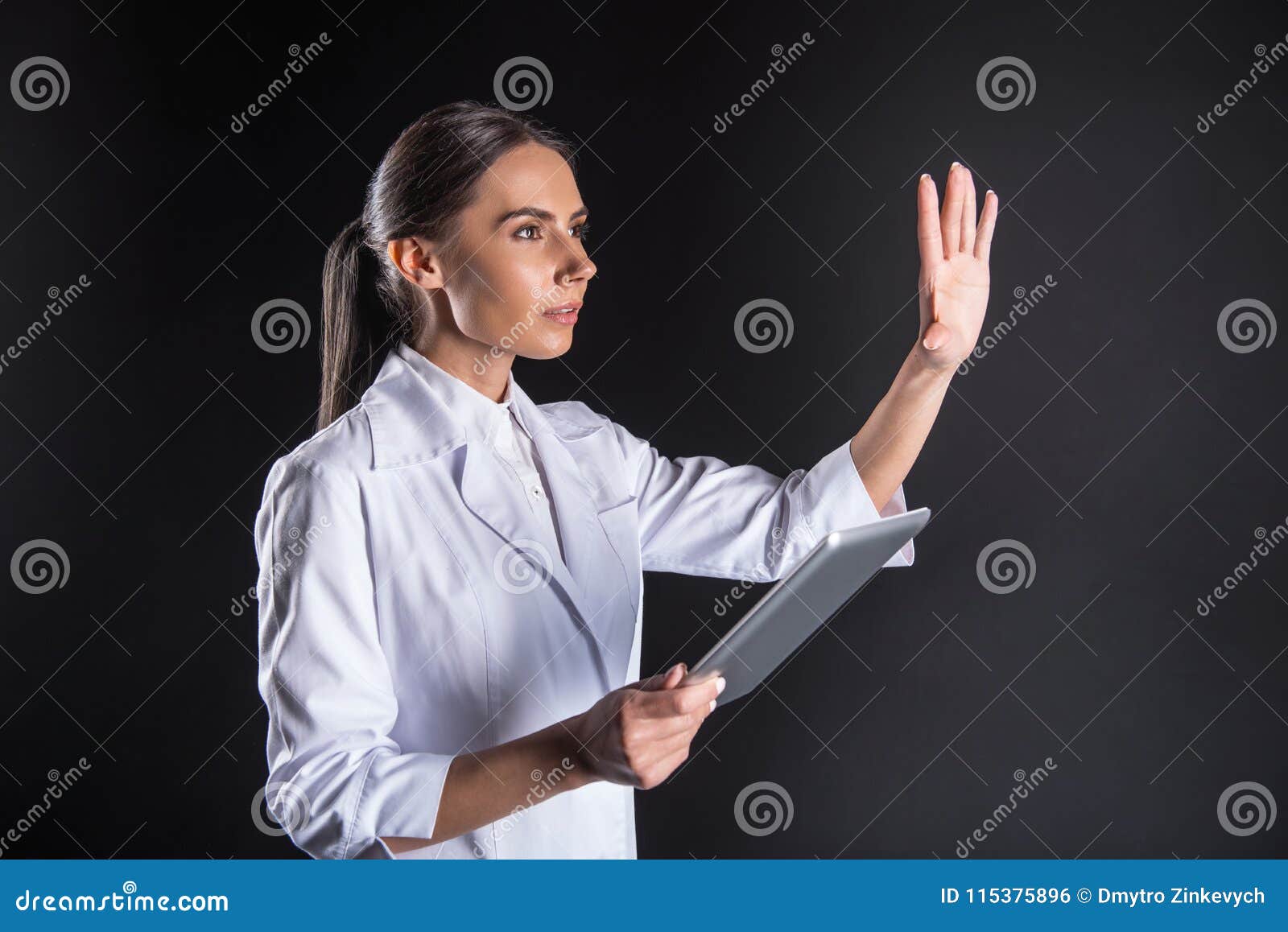 Smart Intelligent Scientist Holding a Tablet Stock Photo - Image of ...