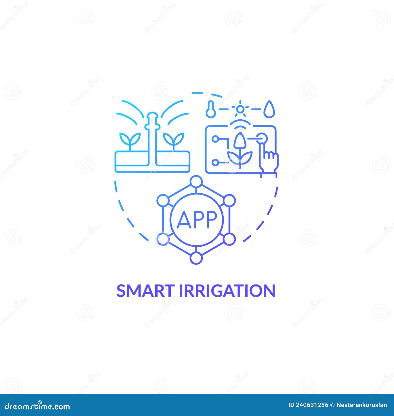 Smart Irrigation Blue Gradient Concept Icon Stock Vector - Illustration ...