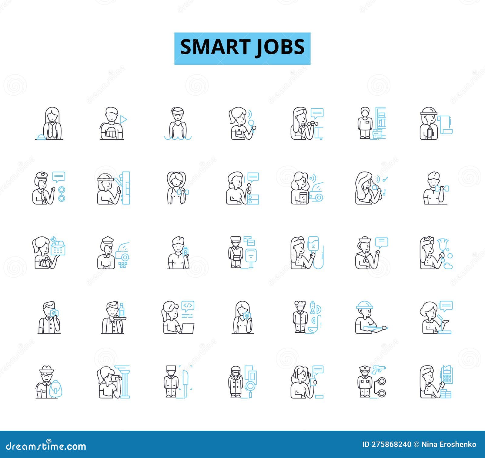Smart Jobs Linear Icons Set. Innovation, Flexibility, Efficiency ...