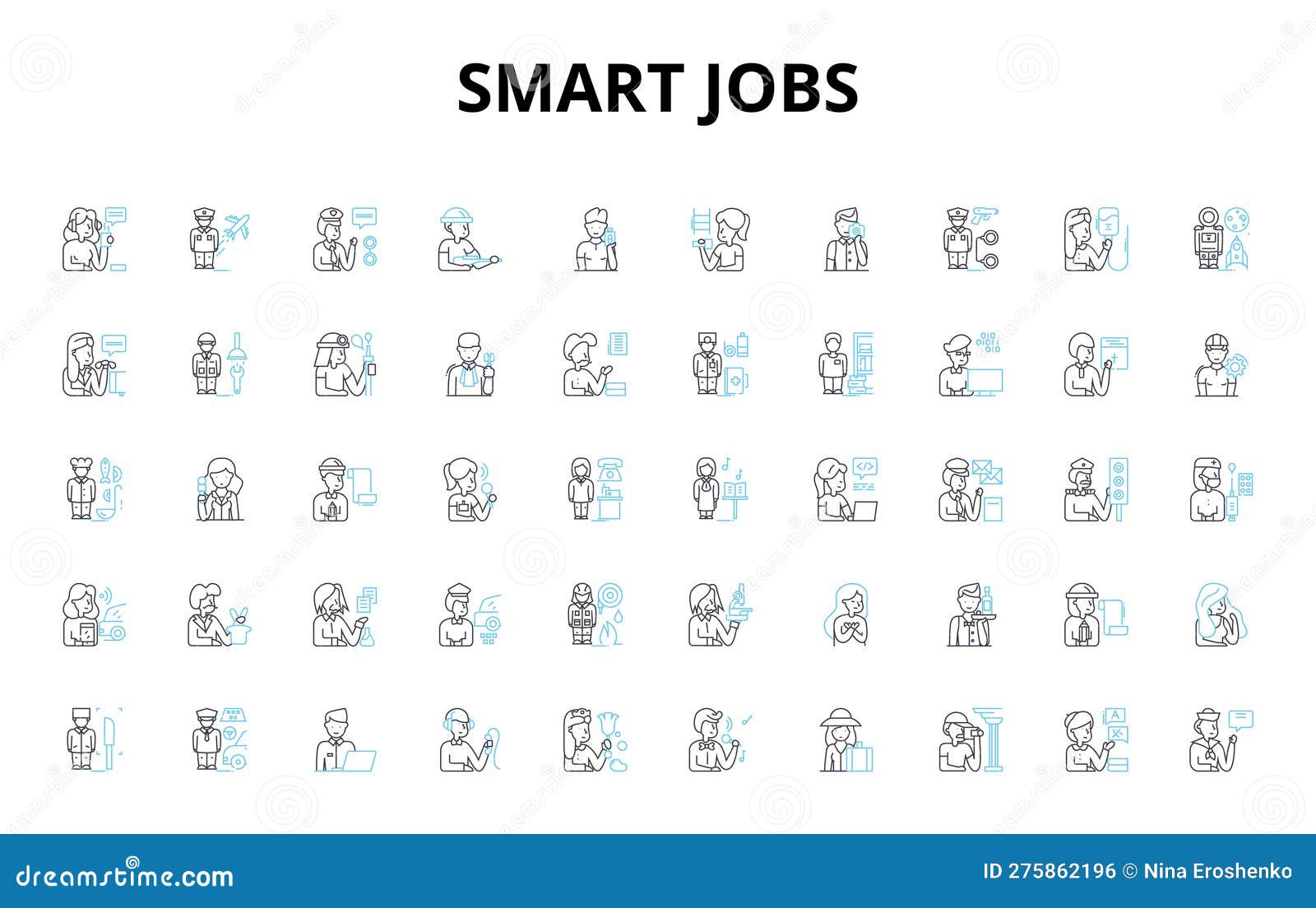 Smart Jobs Linear Icons Set. Innovation, Flexibility, Efficiency ...