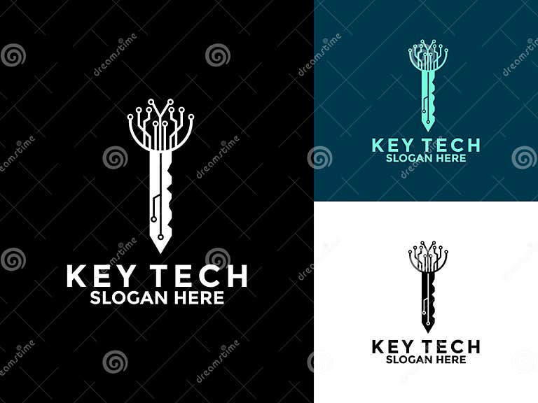 Smart Key Tech Digital Network with Tree Tech Logo Vector Template ...