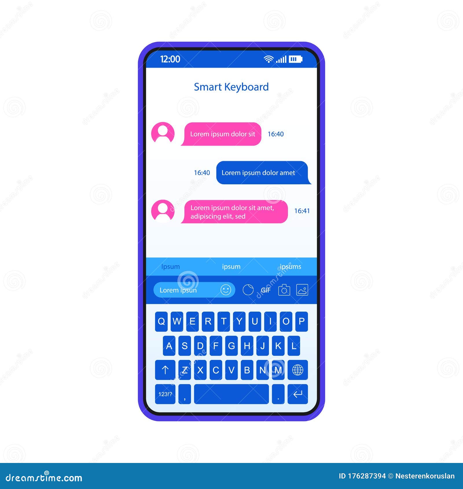 Smart Keyboard Smartphone Interface Vector Template Stock Vector ... Smart Keyboard Smartphone Interface Vector Template Stock Vector ...