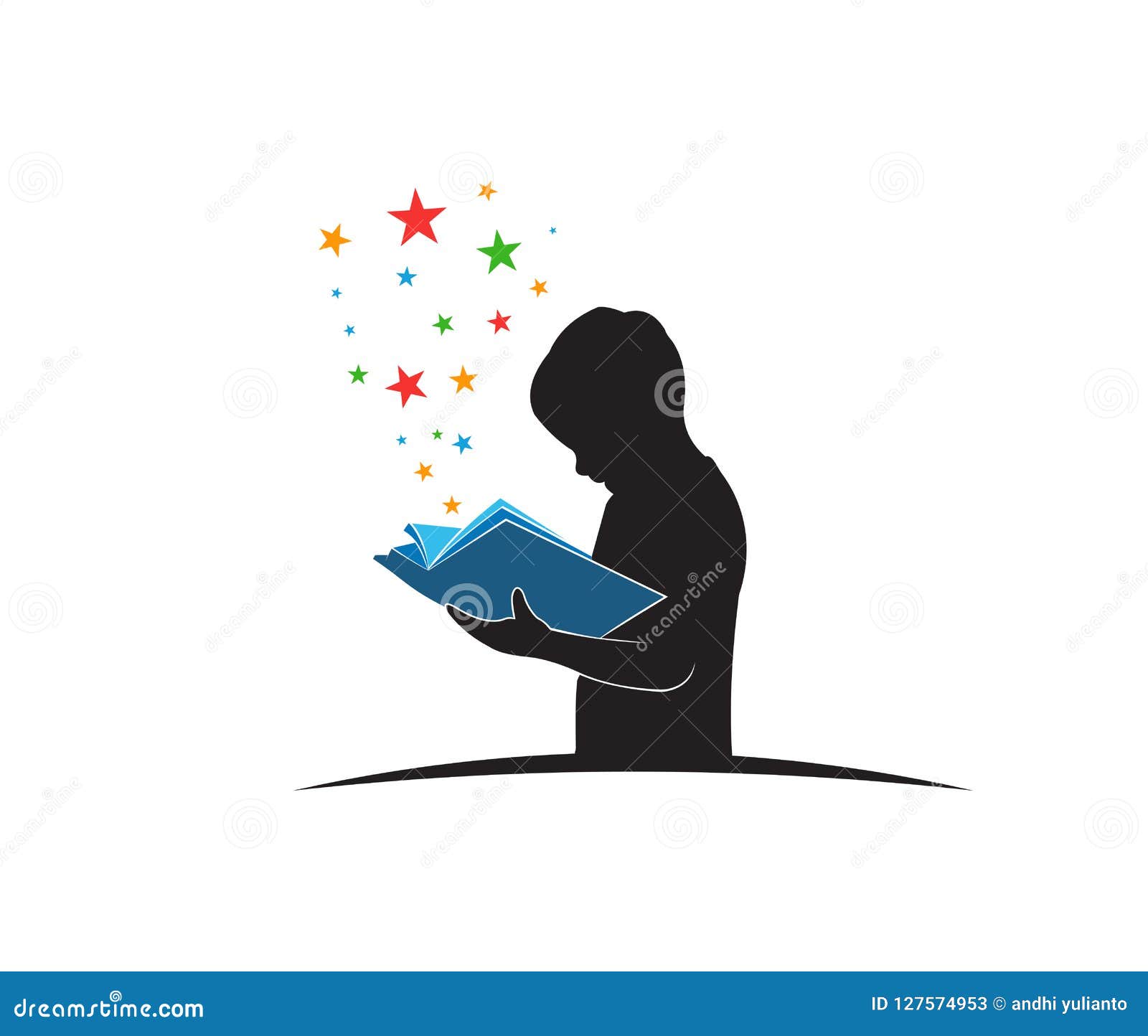Smart Kid Learning by Reading Book while Standing Vector Logo ...