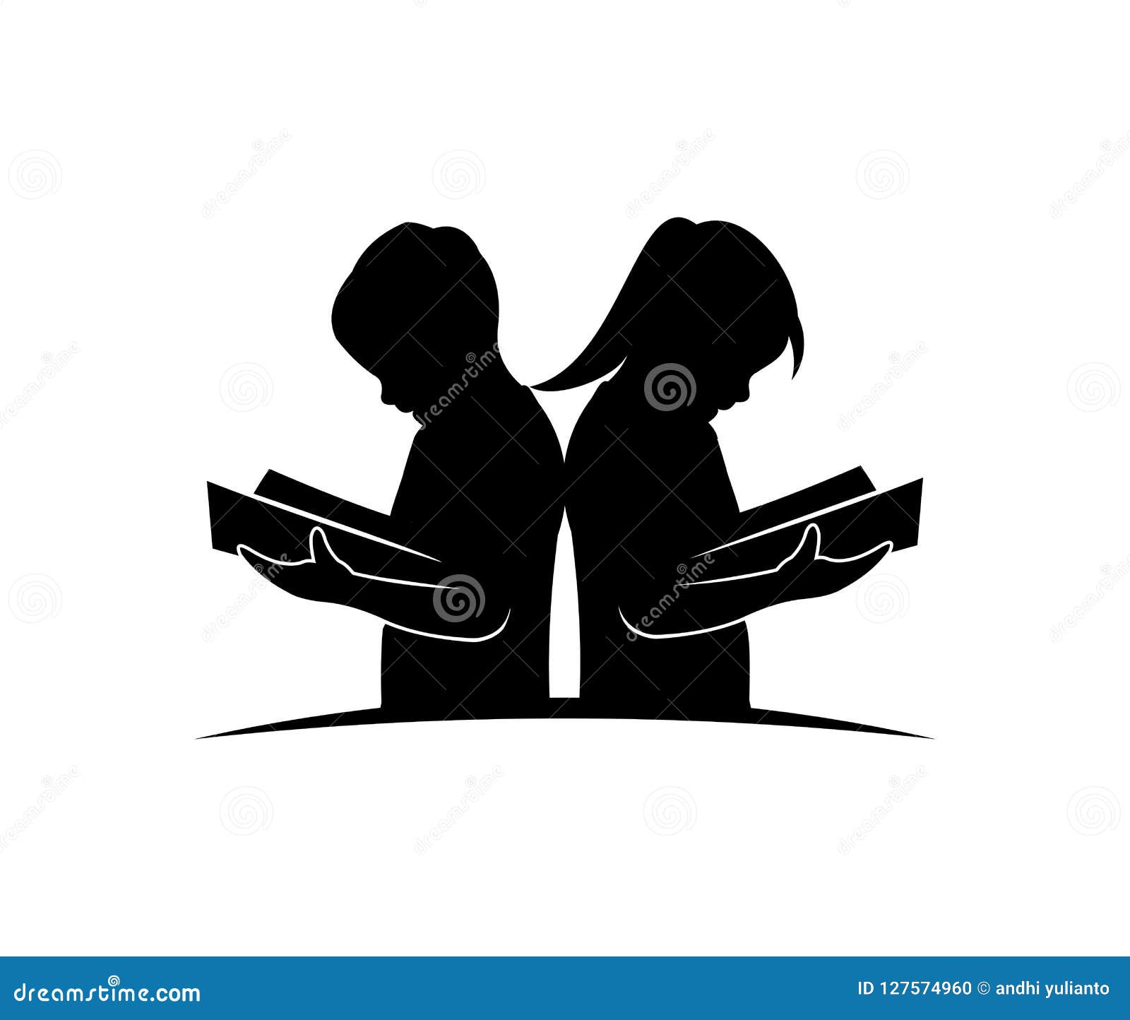 Smart Kid Learning by Reading Book while Standing Logo Illustration ...