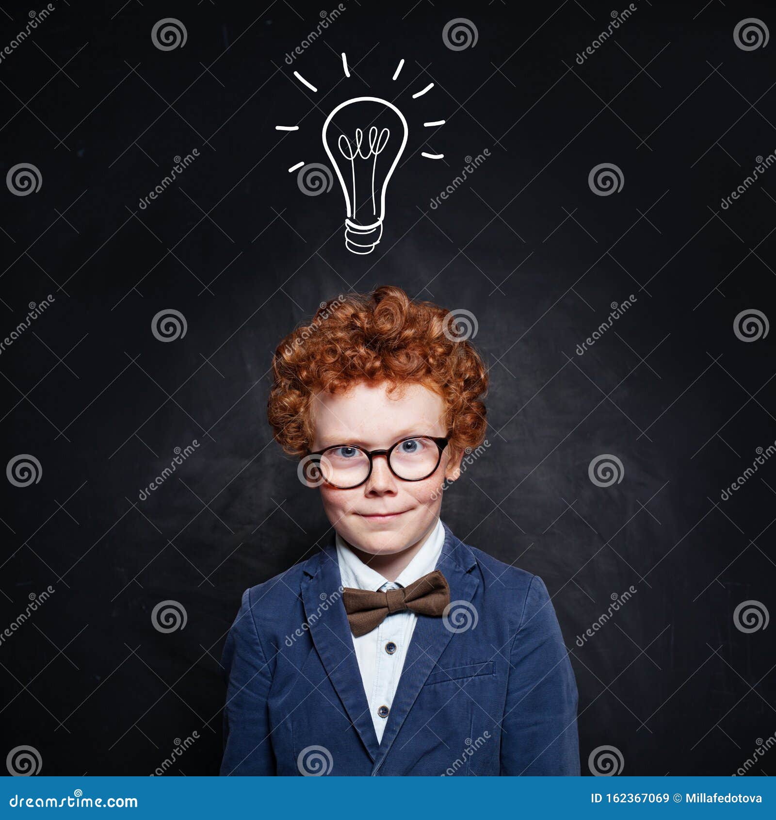 Smart Kid with Lightbulb Portrait Stock Image - Image of creative, idea ...