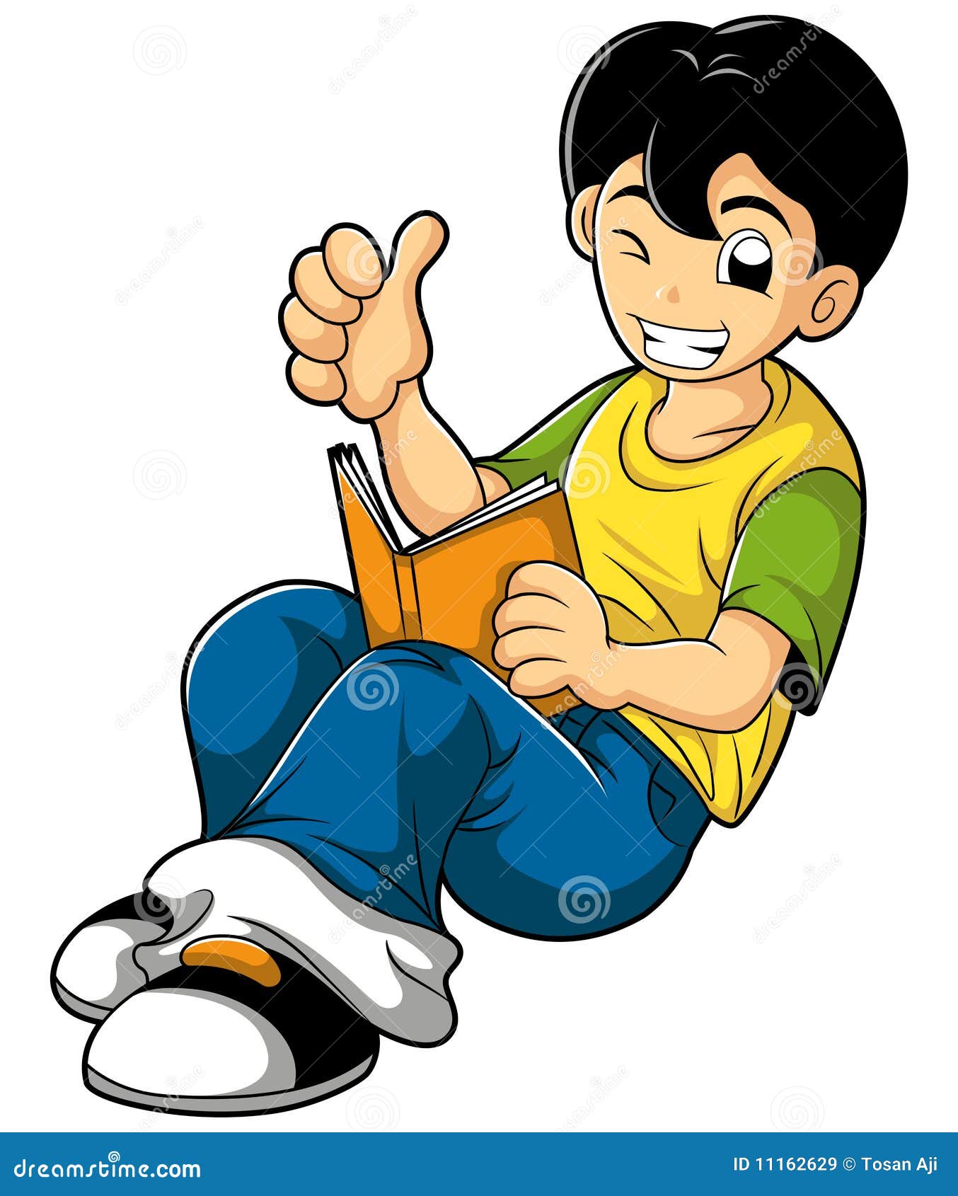 Smart kid reading book stock illustration. Illustration of design ...