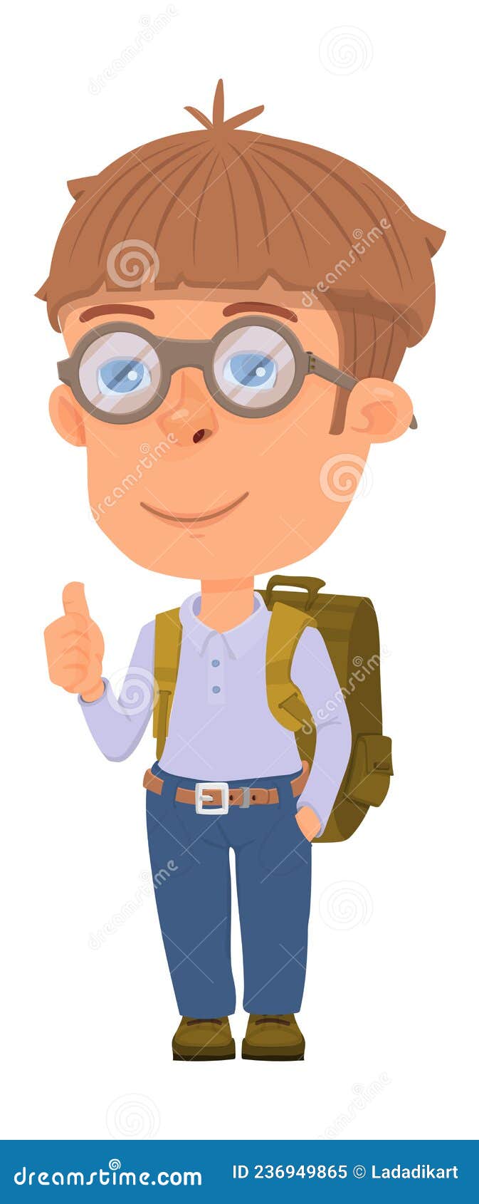 Smart Kid with Thumb Up. Approving Cartoon Character Stock Vector ...