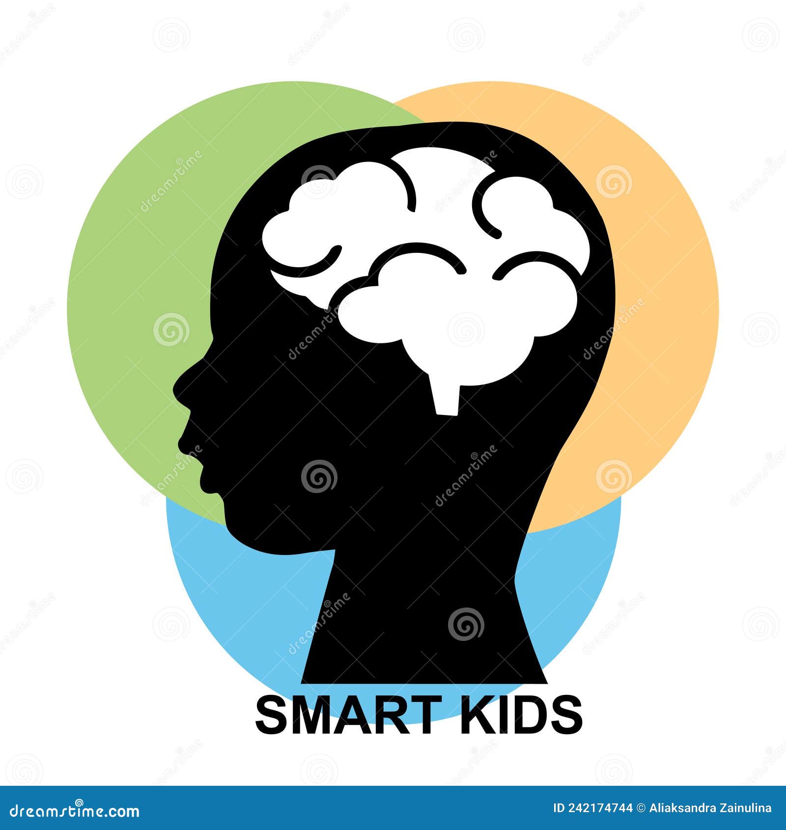 Smart Kids Concept. Child Brain Icon Vector Stock Vector - Illustration ...