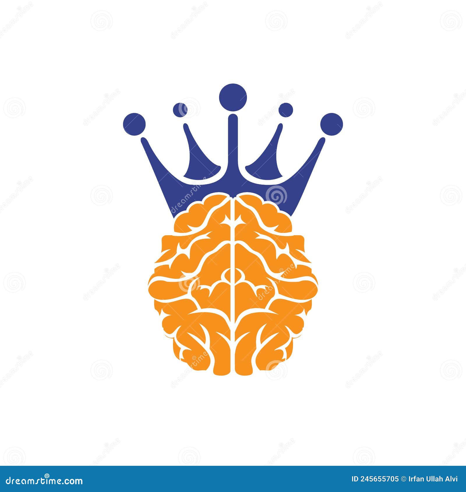 Smart King Vector Logo Design. Human Brain with Crown Icon Design ...