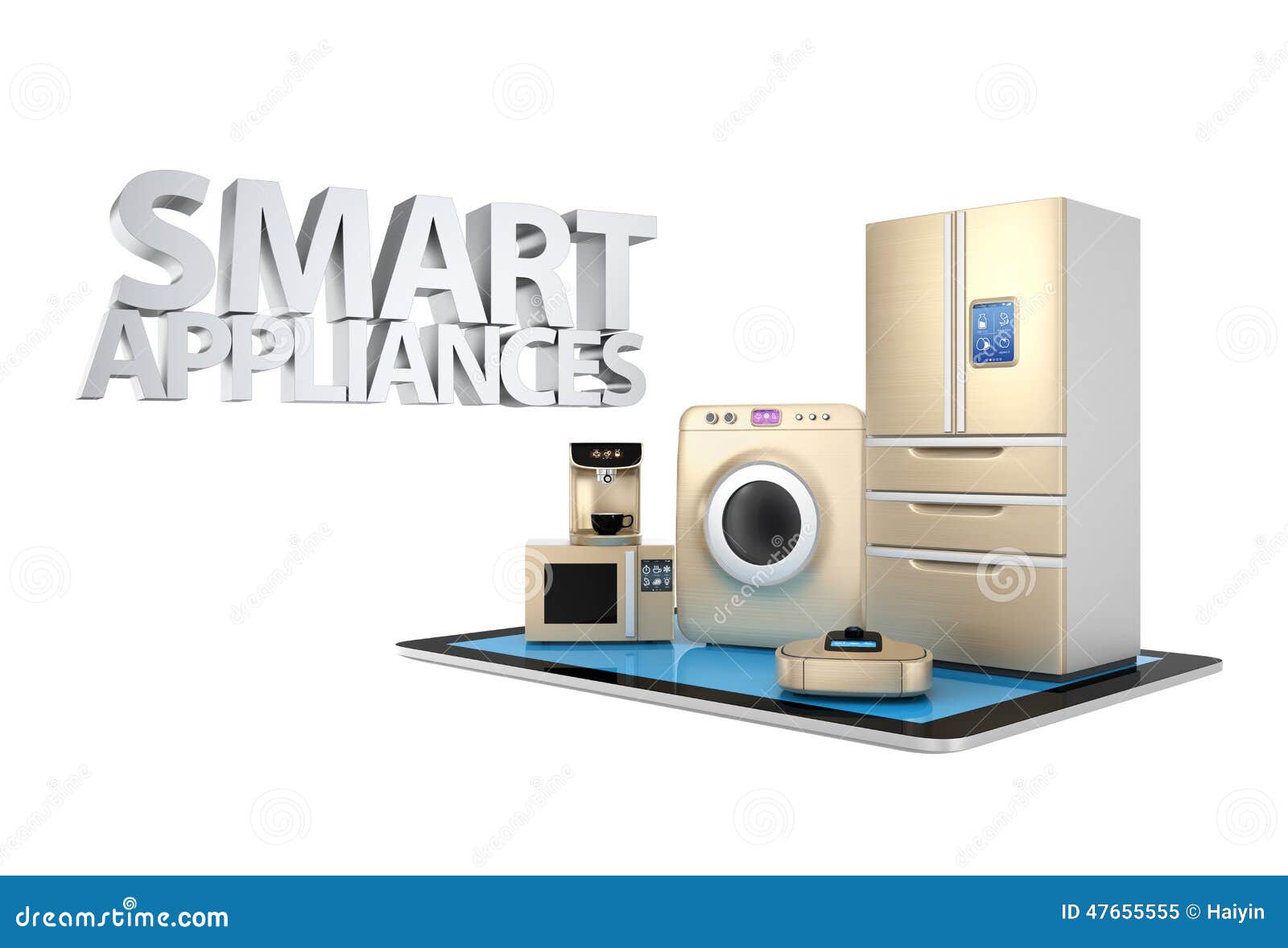 Smart Kitchen Appliances on Tablet PC Stock Illustration - Illustration ...