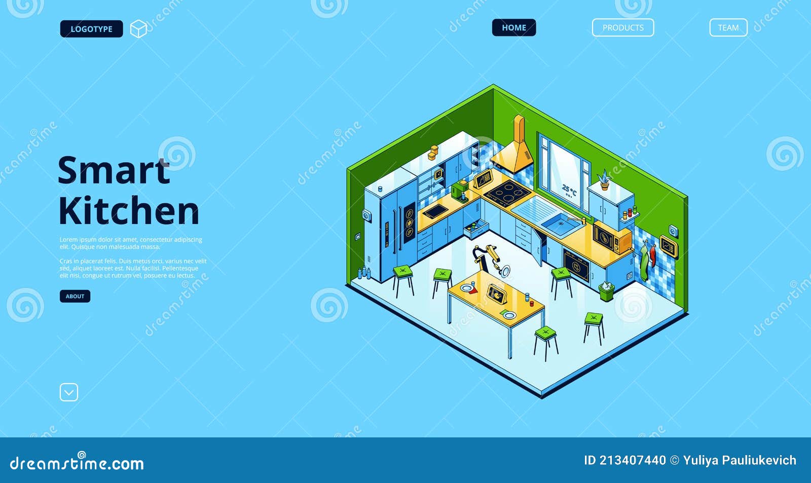 Smart Kitchen Isometric Landing, Iot Technology Stock Vector ...