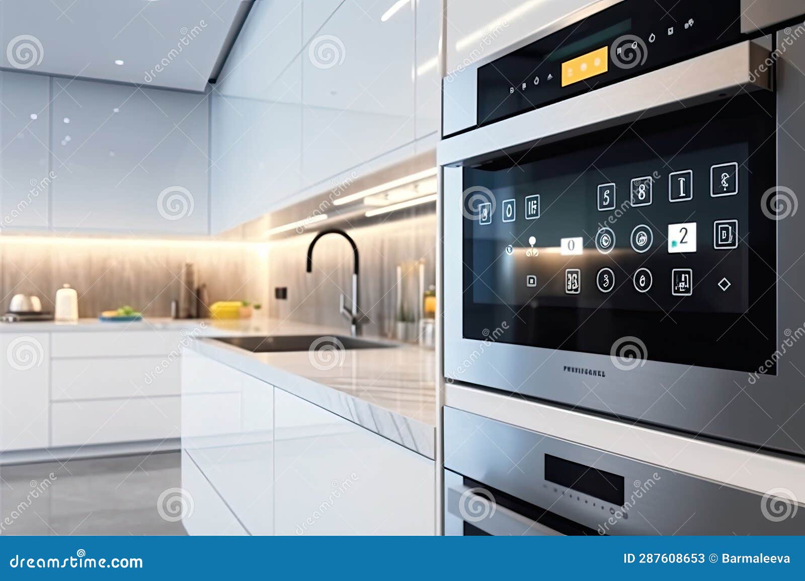 Smart Kitchen in the Modern Home. Remote Home Control System Stock ...