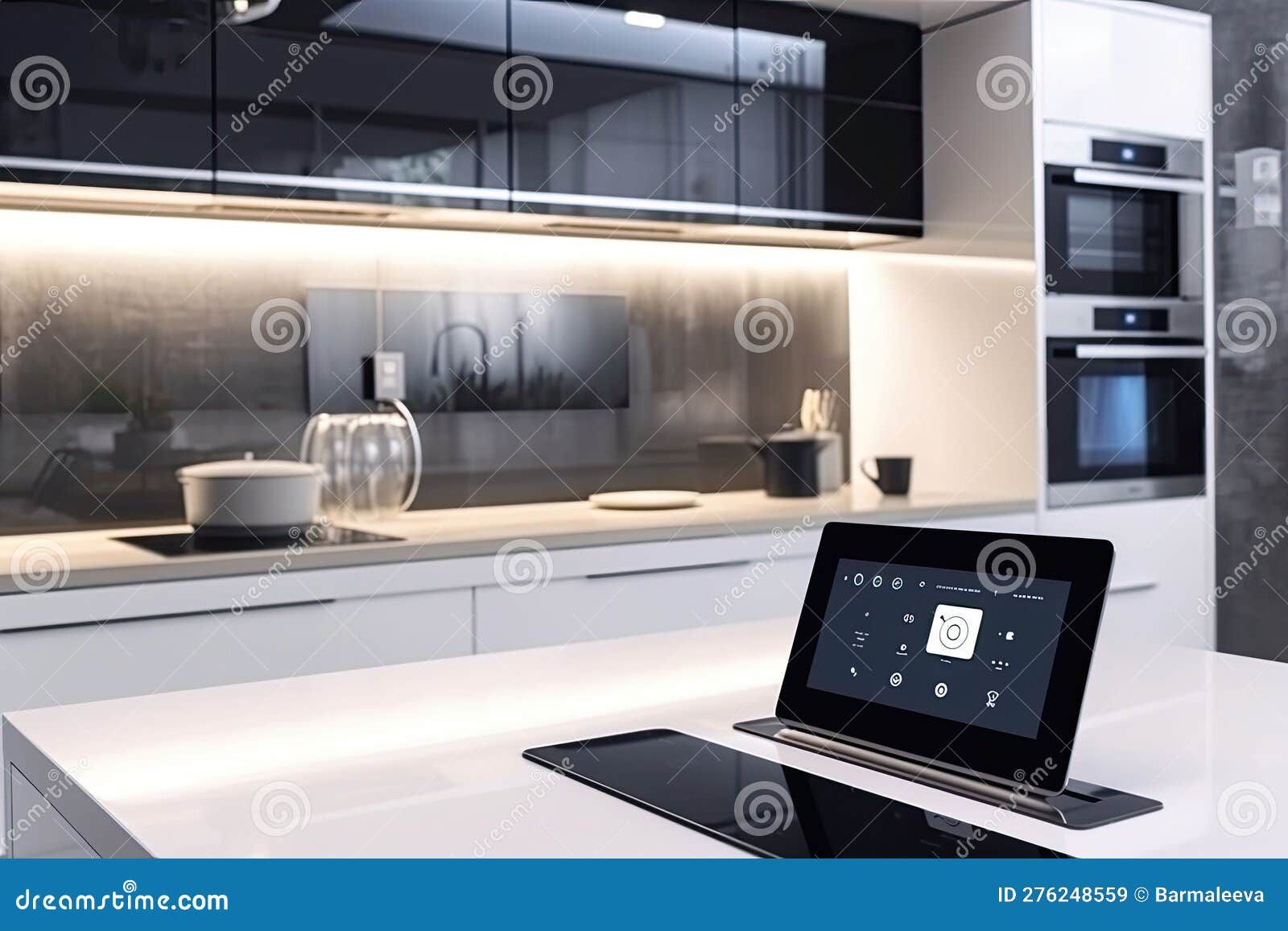 Smart Kitchen in the Modern Home. Remote Home Control System Stock ...