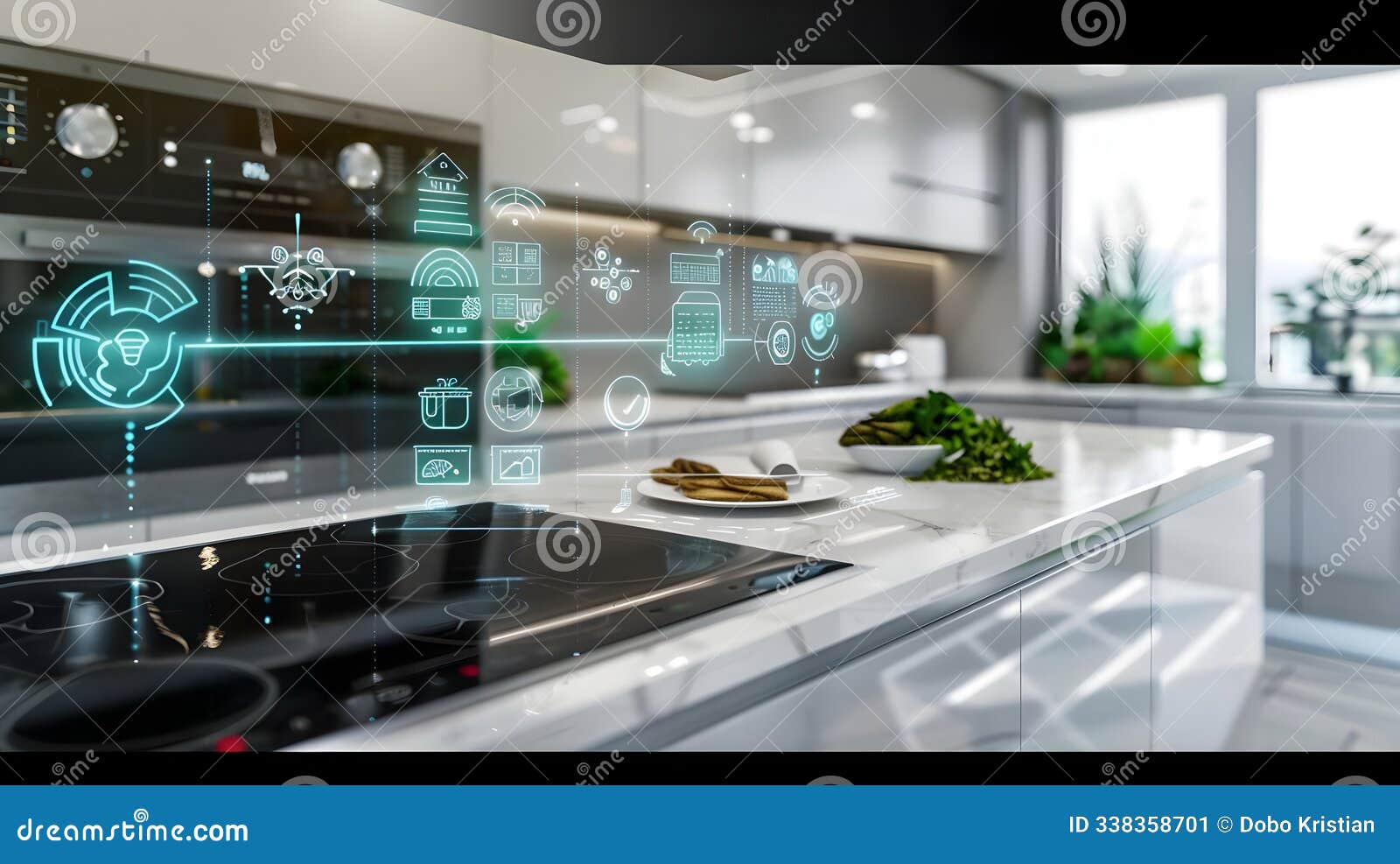 Smart Kitchen Technology Modern Home Automation Interface Stock ...