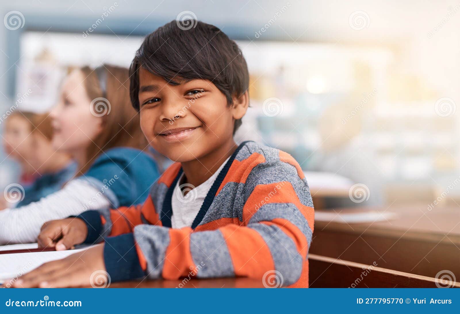 He is Smart and he Knows it. Portrait of a Cheerful Young Elementary ...
