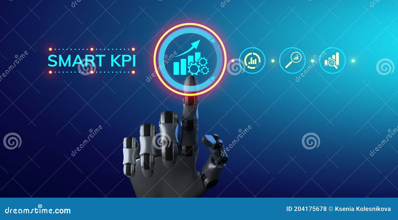 Smart KPI Key Performance Indicator Business Productivity. Robotic Arm ...