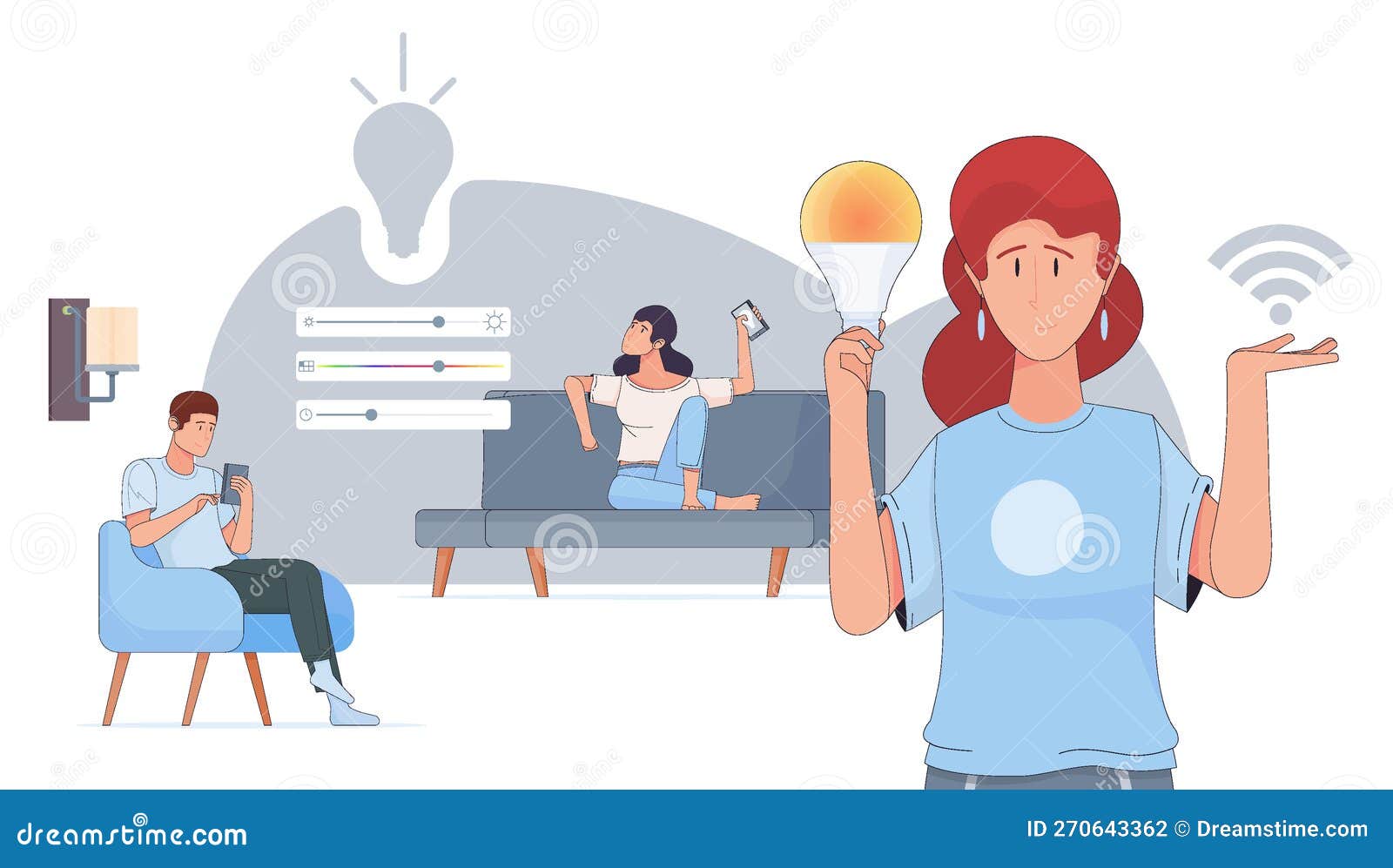 Smart Lamp Control Composition Stock Vector - Illustration of house ...