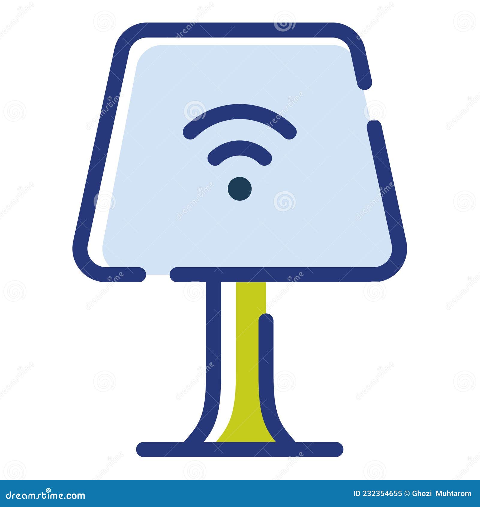 Smart Lamp Iot Single Isolated Icon with Dash or Dashed Line Style ...