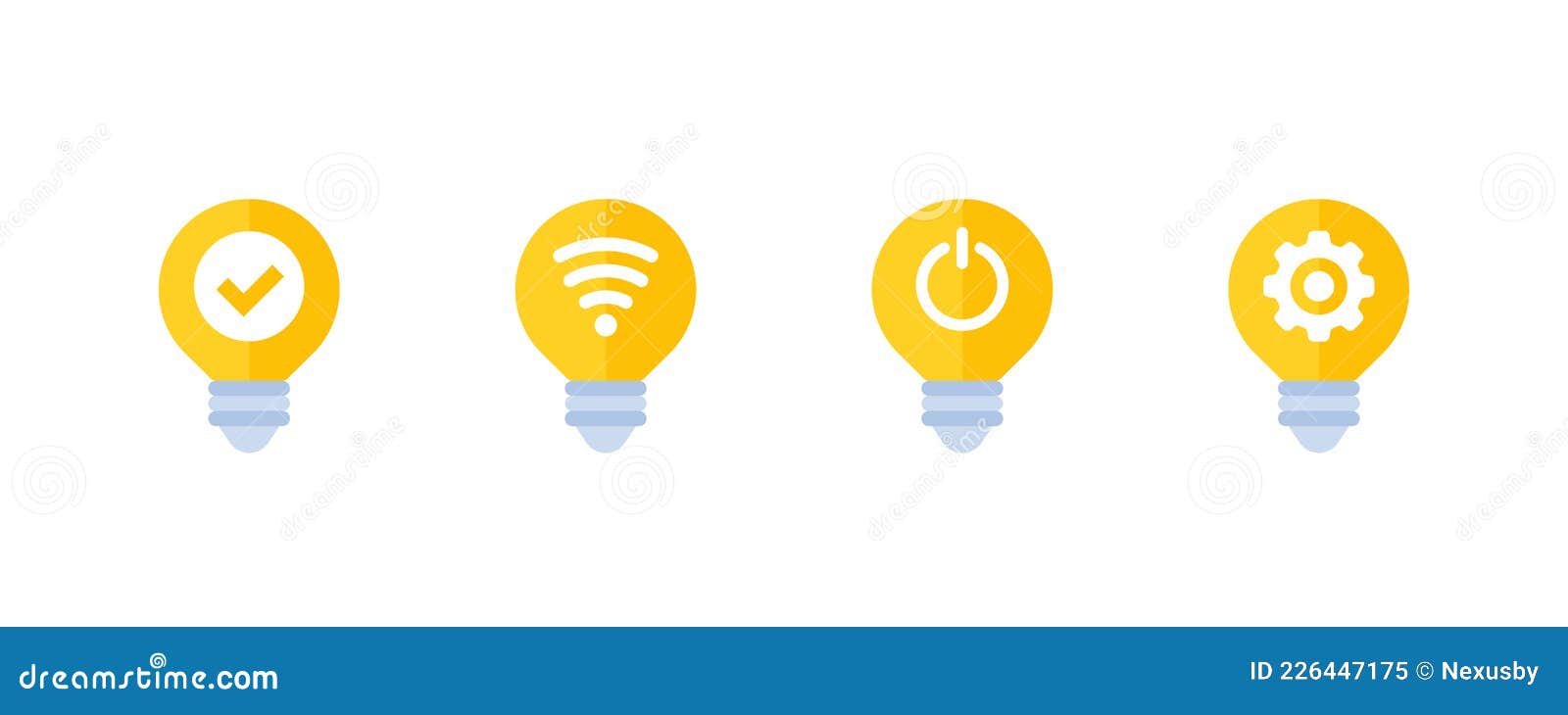 Smart Led Light Icons on White, Vector Stock Vector - Illustration of ...