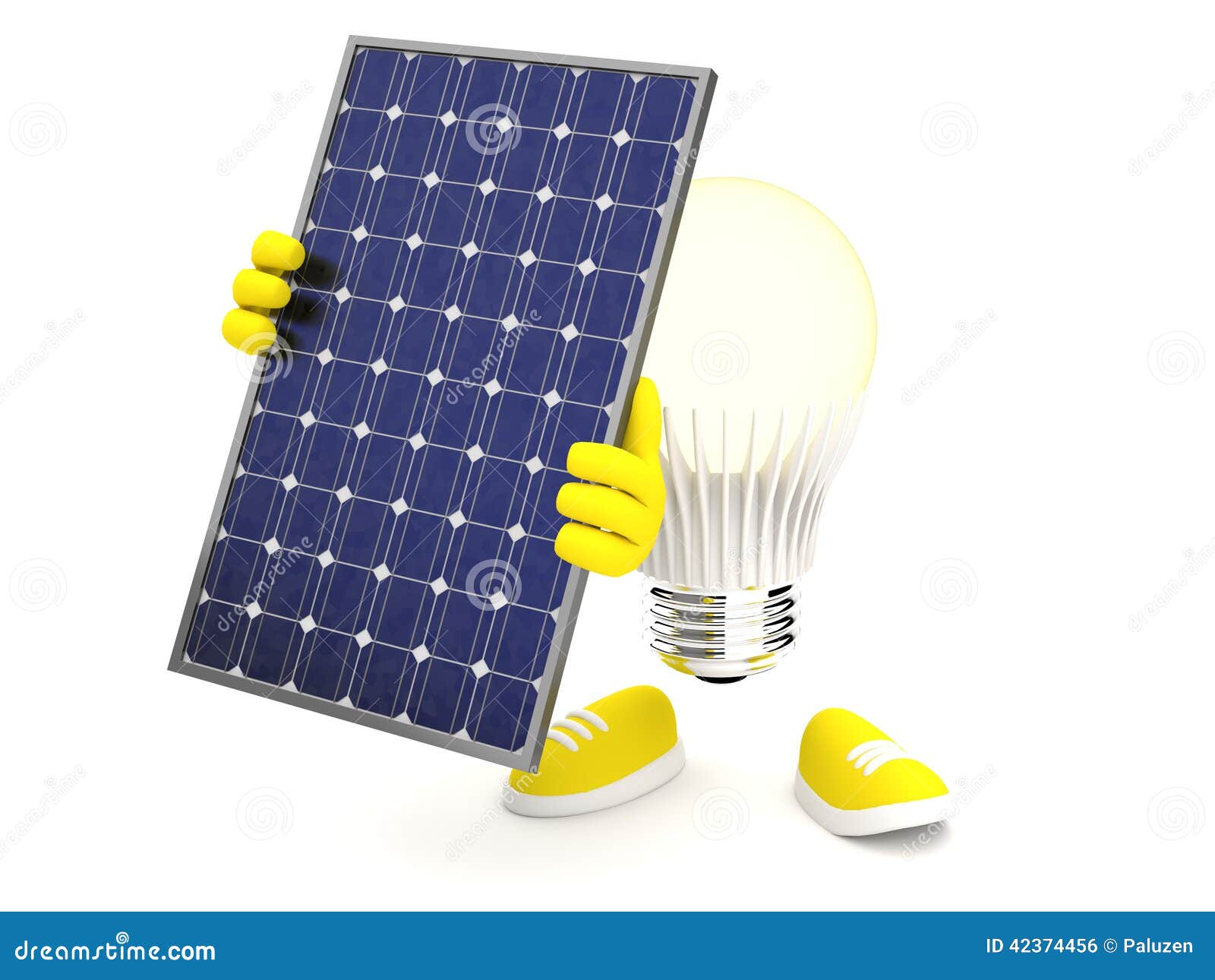 Smart LED with Solar Panel on White Background Stock Illustration ...