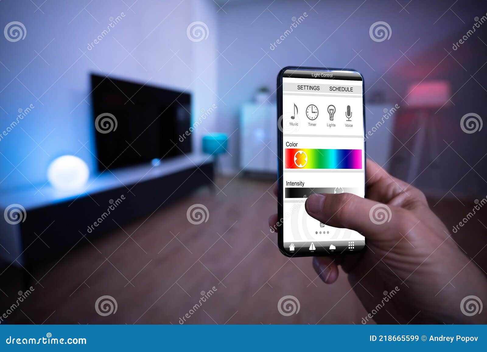 Smart Light Control Using Mobile Phone Stock Image - Image of lifestyle ...