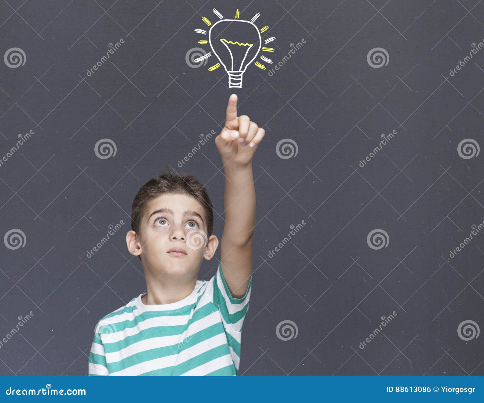 Smart Little Boy Having an Idea Stock Photo - Image of schoolboy, copy ...