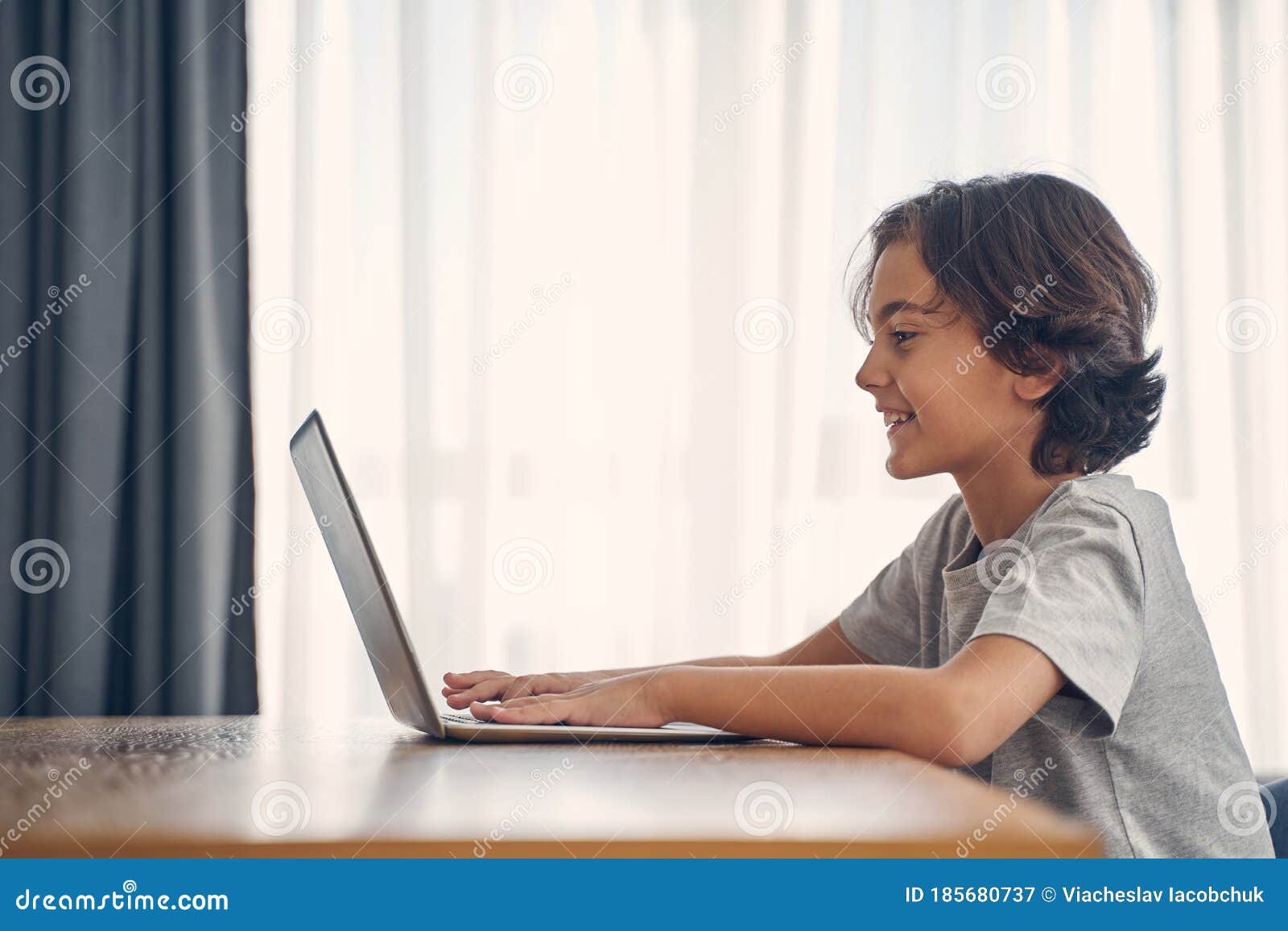 Smart Little Child Using Electronic Device in Room Stock Image - Image ...