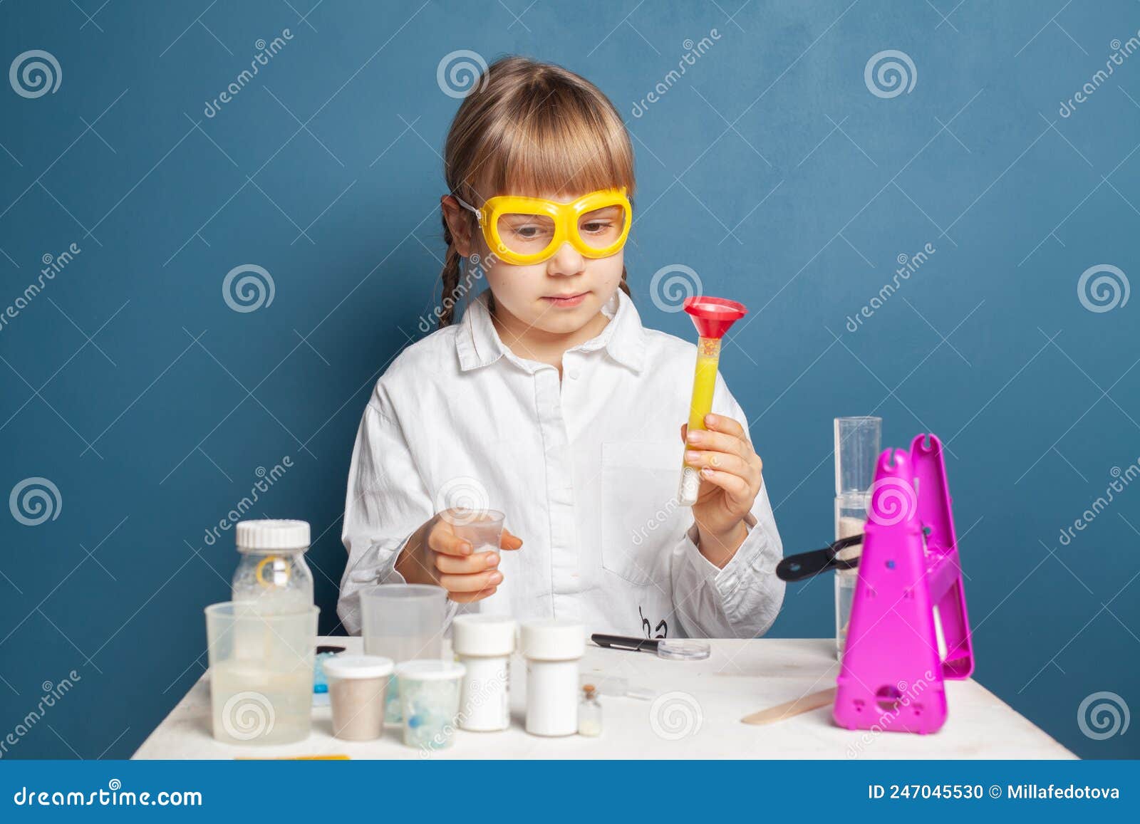 Smart Little Girl Making Experiments. Learning Science Stock Photo ...