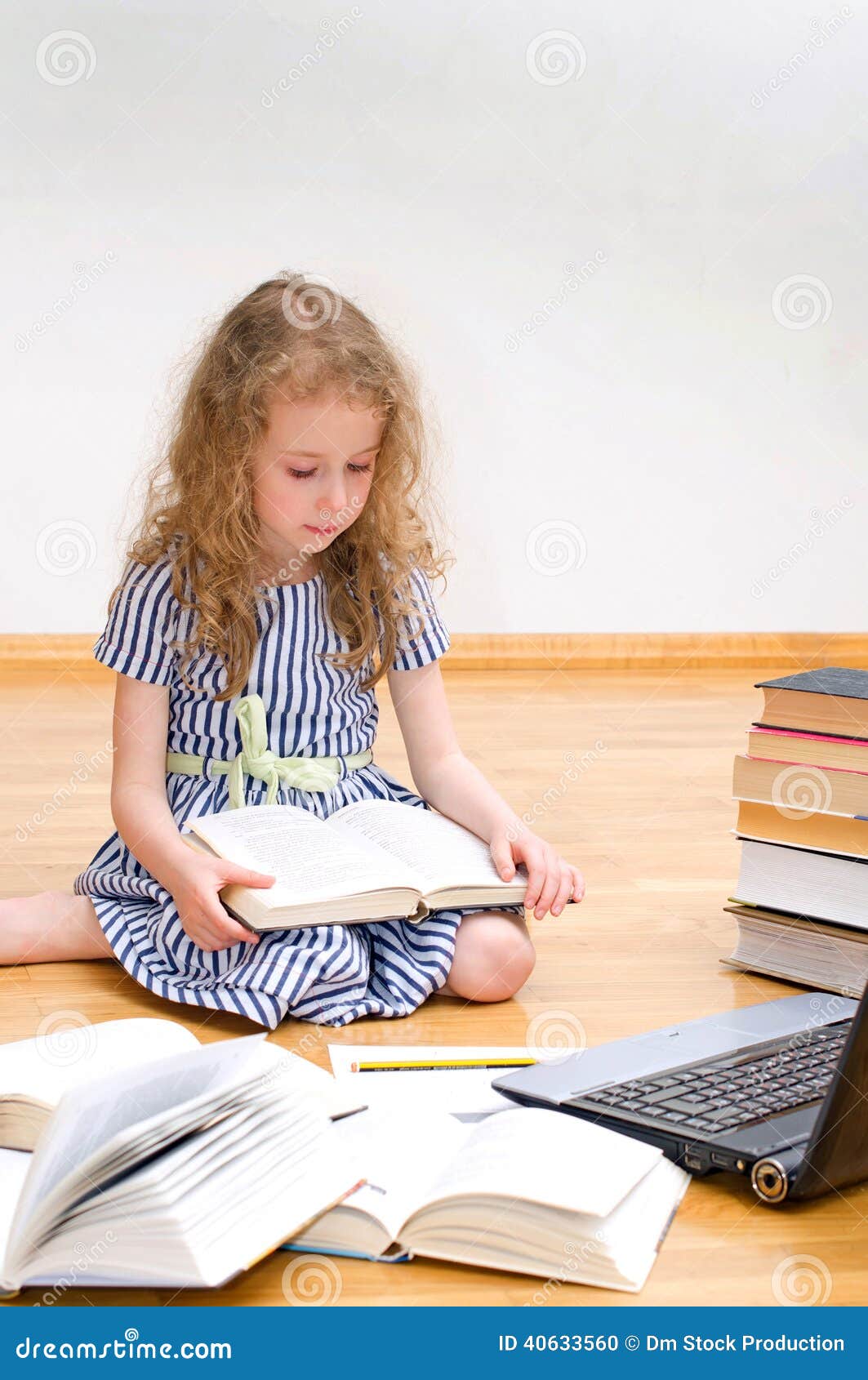 Smart Little Girl Writes Diploma. Stock Photo - Image of curious ...