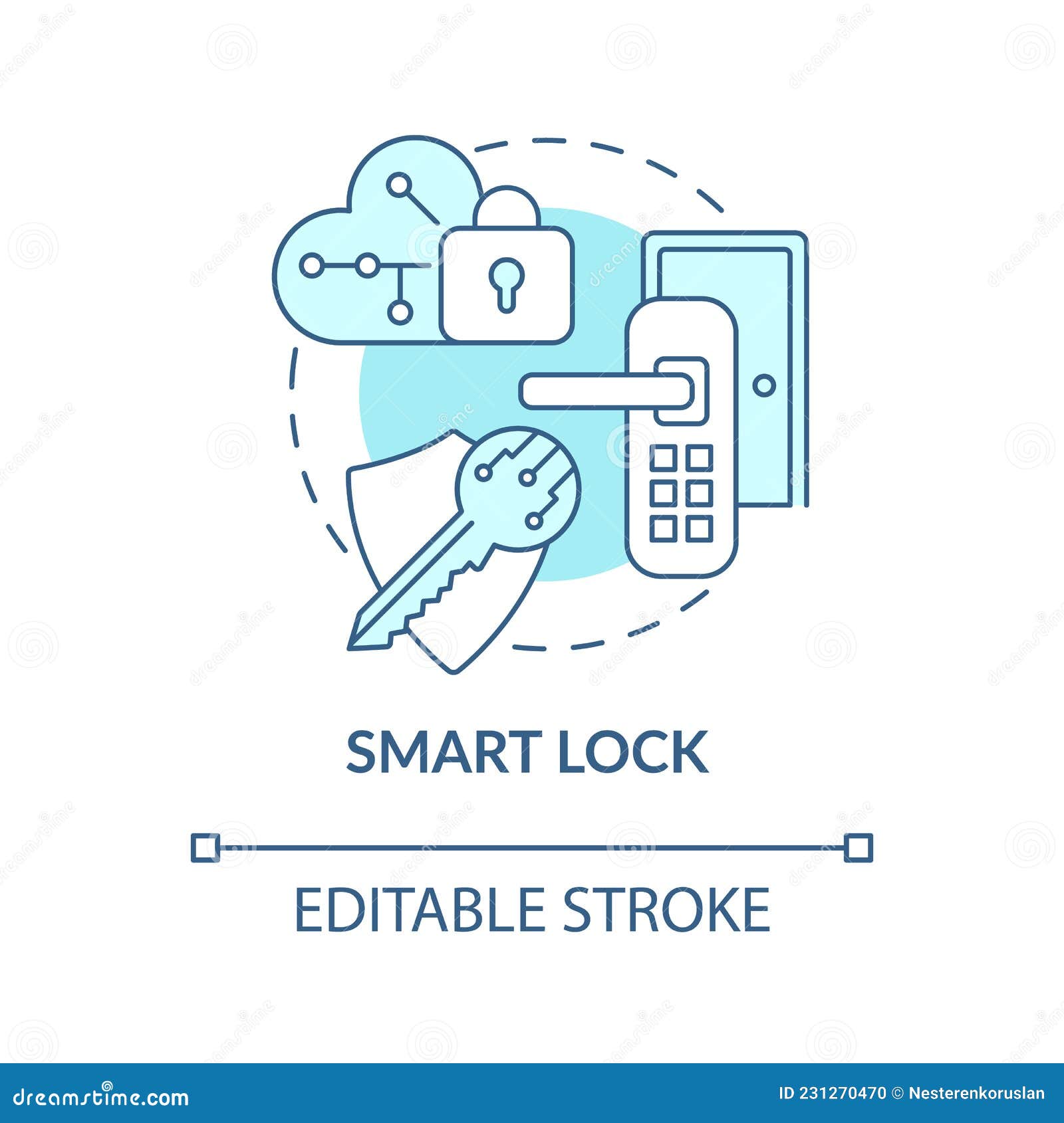 Smart Lock Blue Concept Icon Vector Illustration | CartoonDealer.com ...