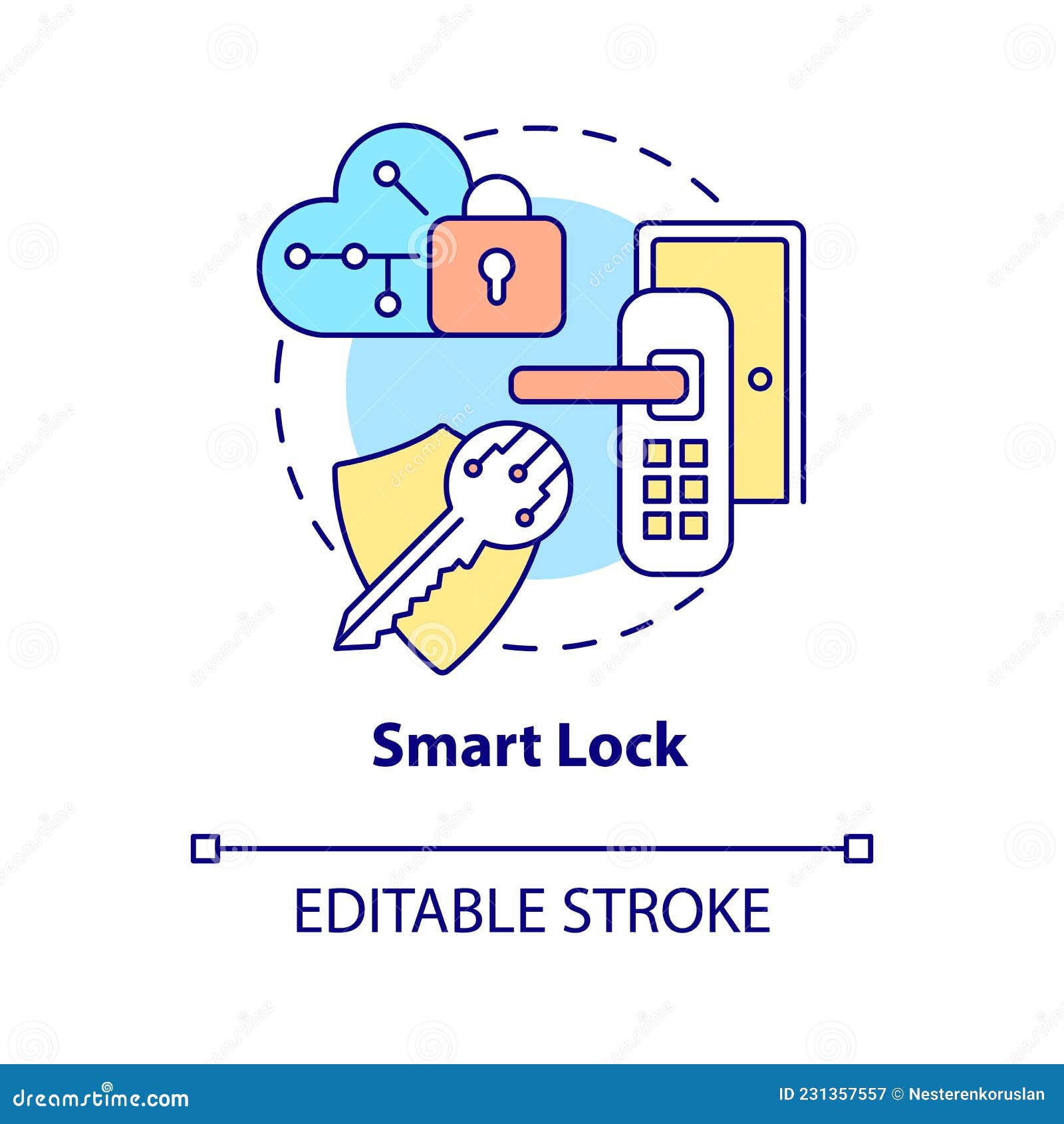Smart lock concept icon stock vector. Illustration of concept - 231357557