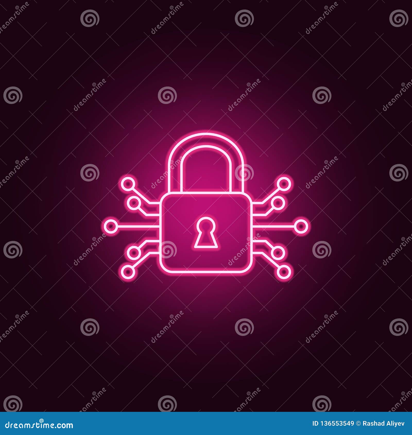 Smart Lock Icon. Elements of Artifical in Neon Style Icons Stock ...