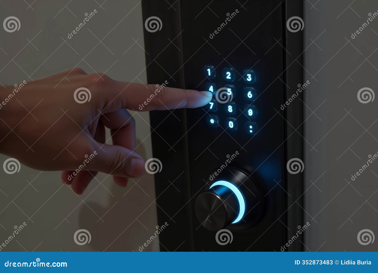 Entering Code on Smart Lock Keypad at Night, Generative Ai Stock ...