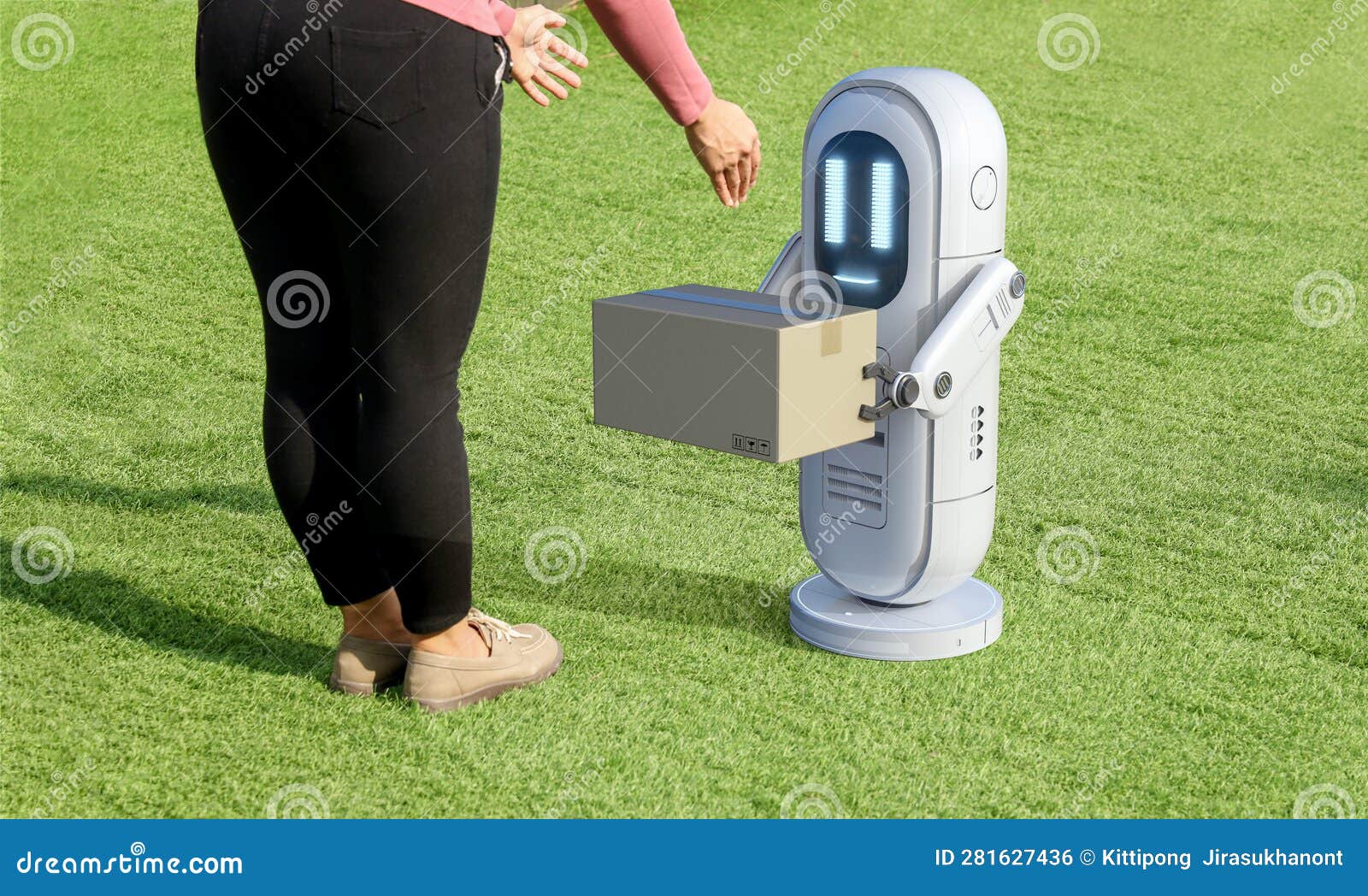 Smart Logistic Concept with Delivery Assistant Robot Send Parcel Box ...