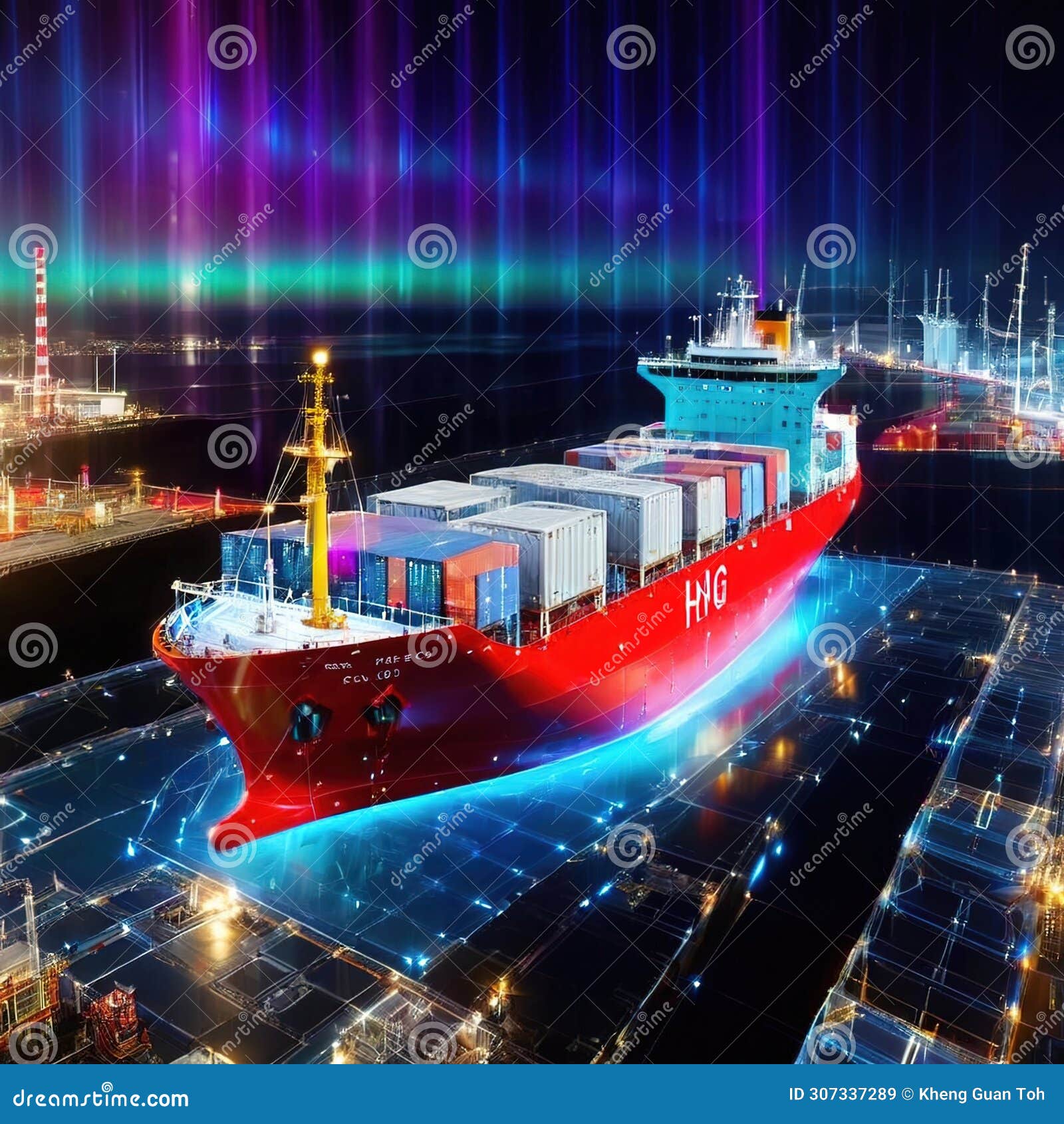 Smart Logistics and Transportation by Sea with Container Ship Digital ...