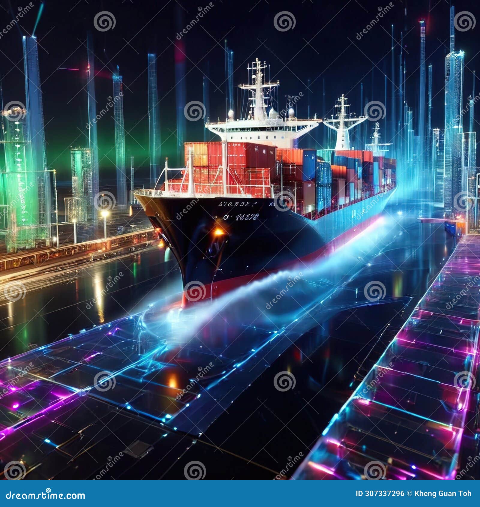 Smart Logistics and Transportation by Sea with Container Ship Digital ...
