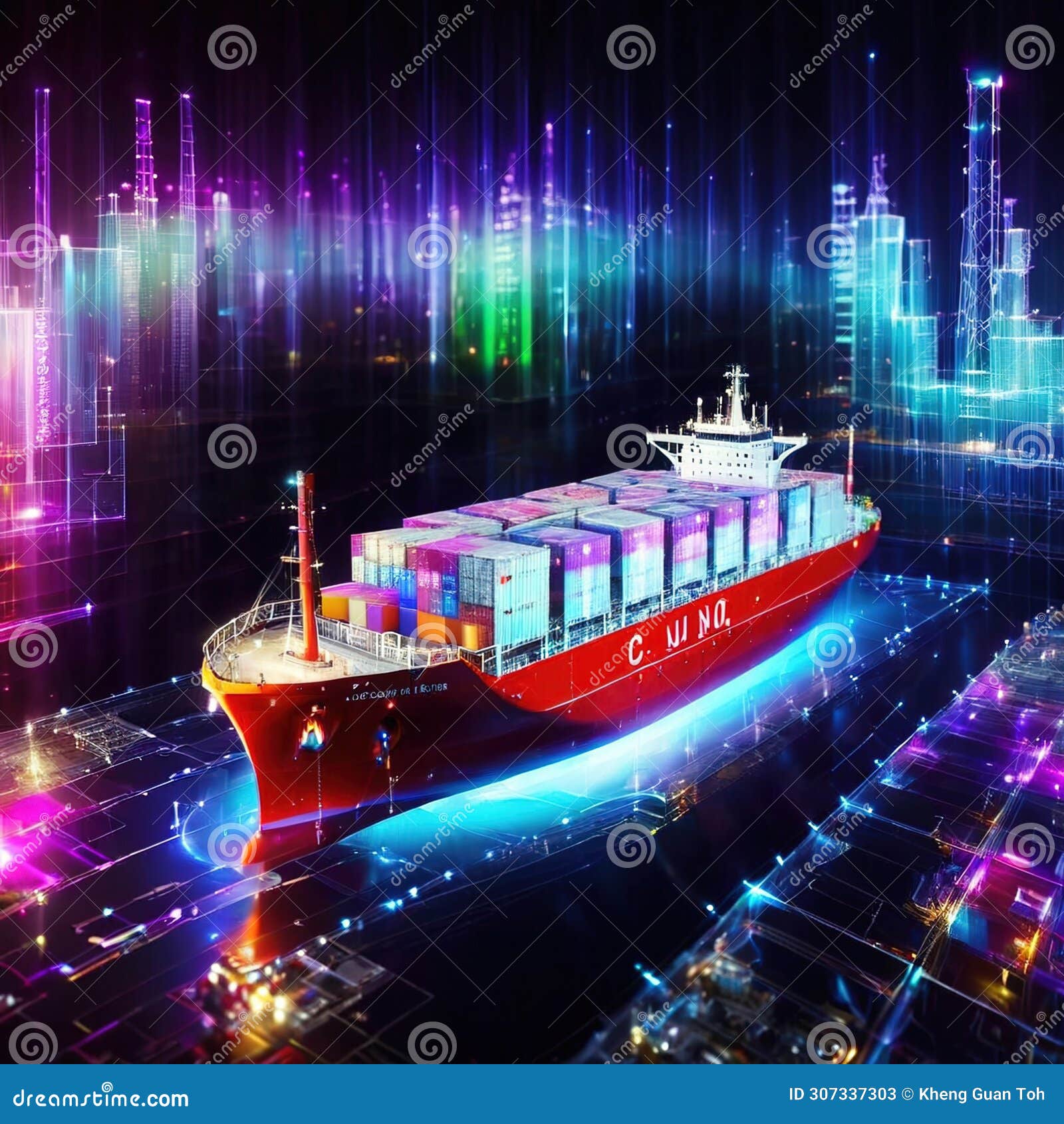 Smart Logistics and Transportation by Sea with Container Ship Digital ...