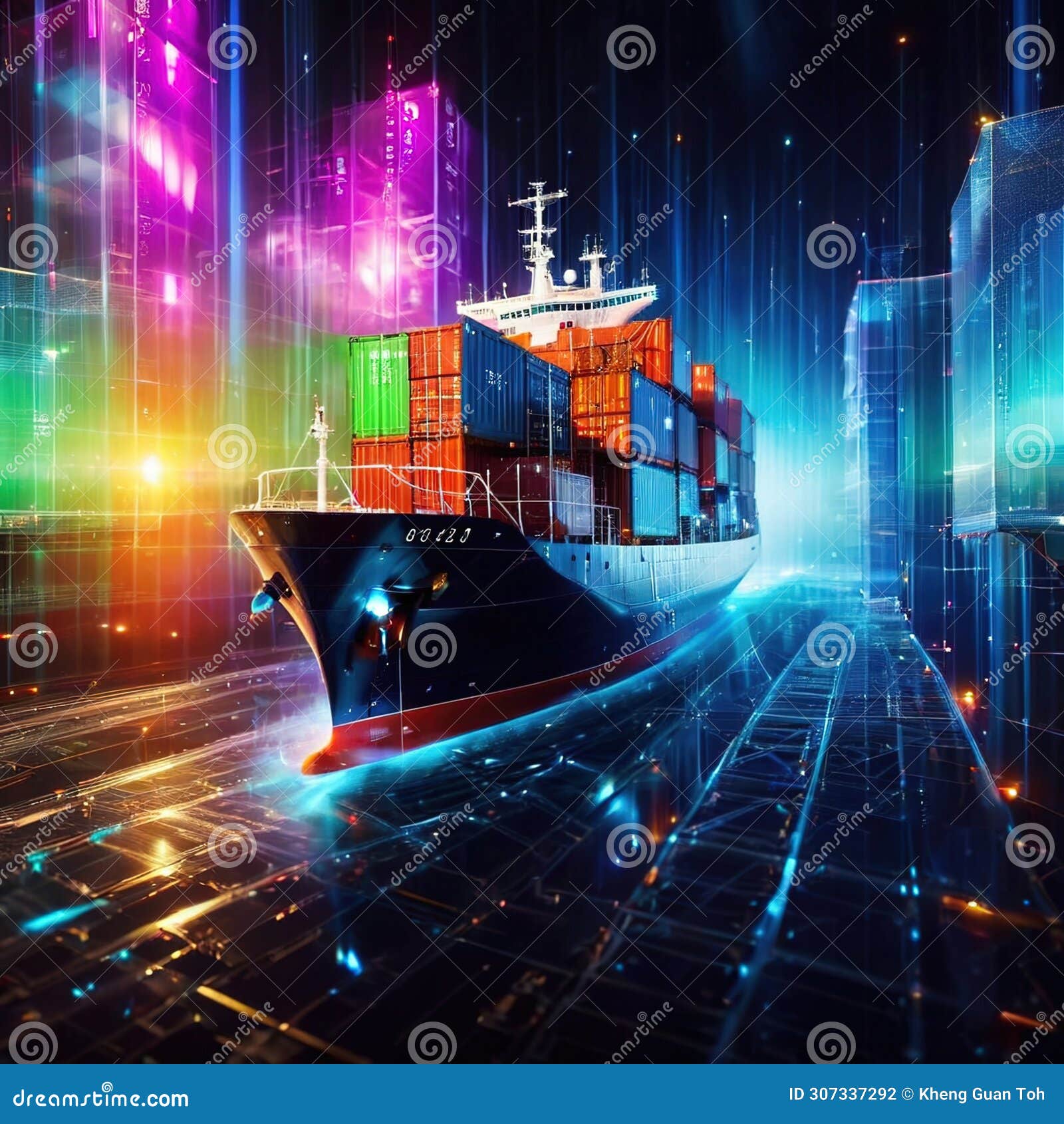 Smart Logistics and Transportation by Sea with Container Ship Digital ...