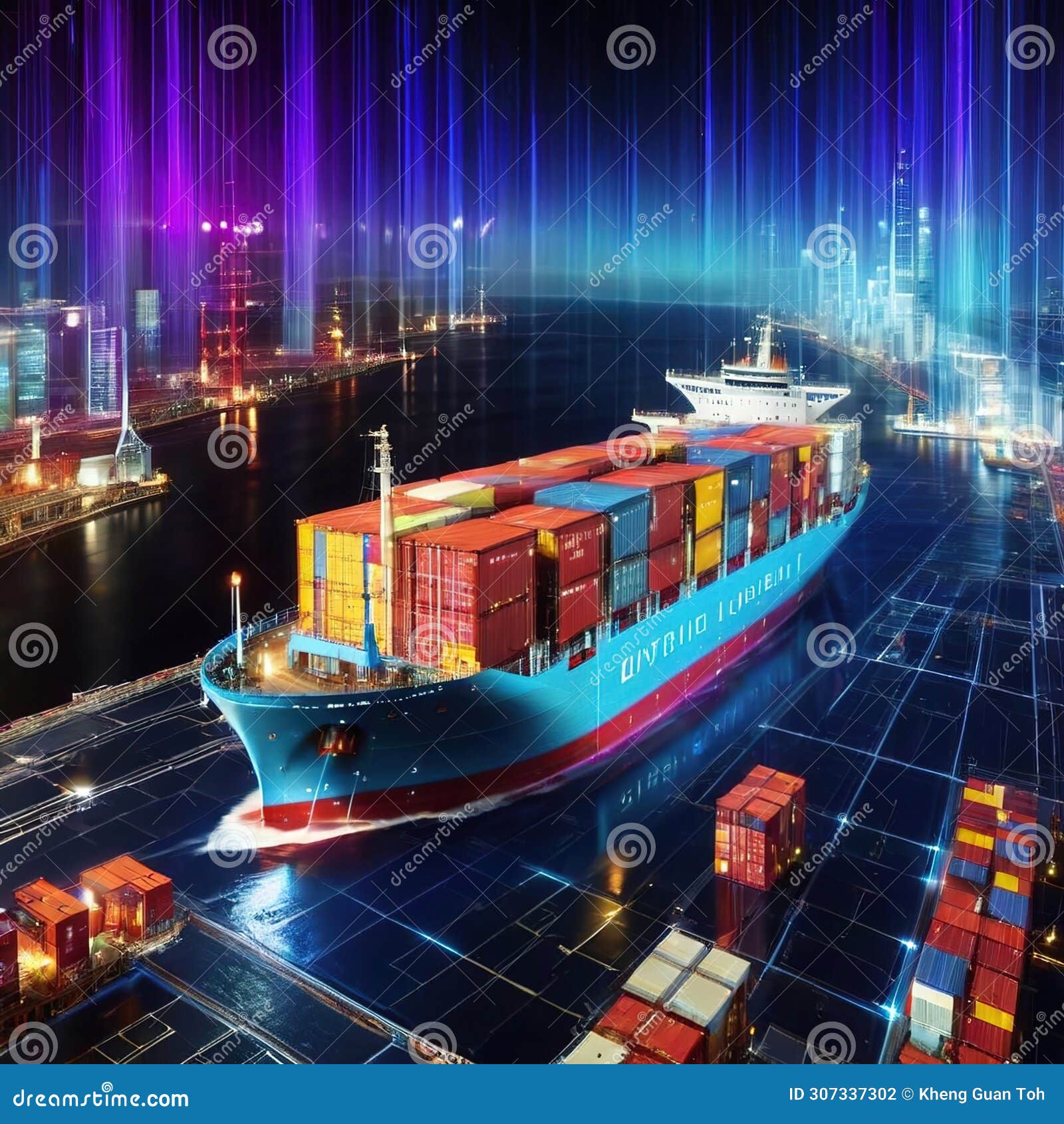 Smart Logistics and Transportation by Sea with Container Ship Digital ...