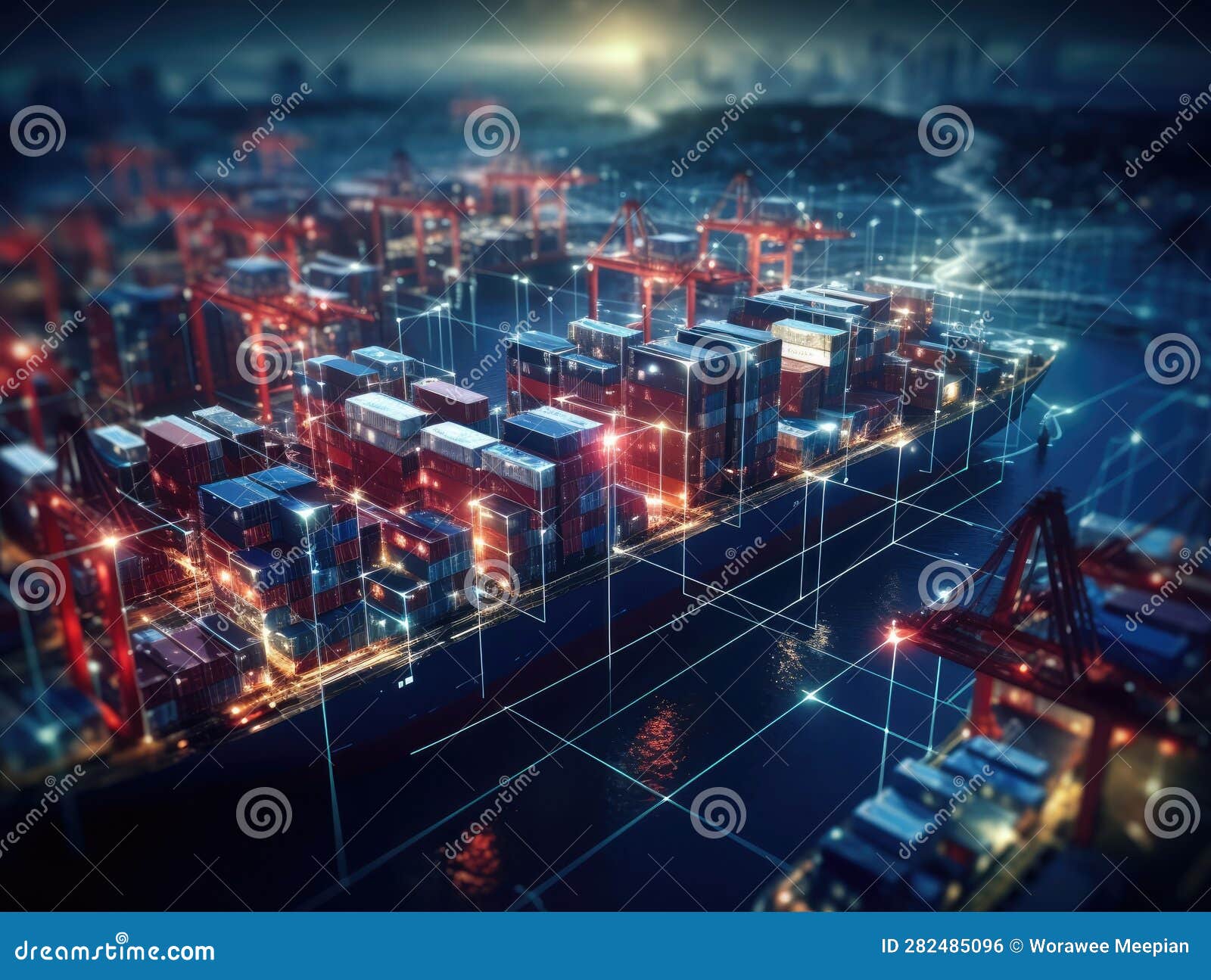 Smart Logistics and Warehouse Technology Concept, Container Cargo ...