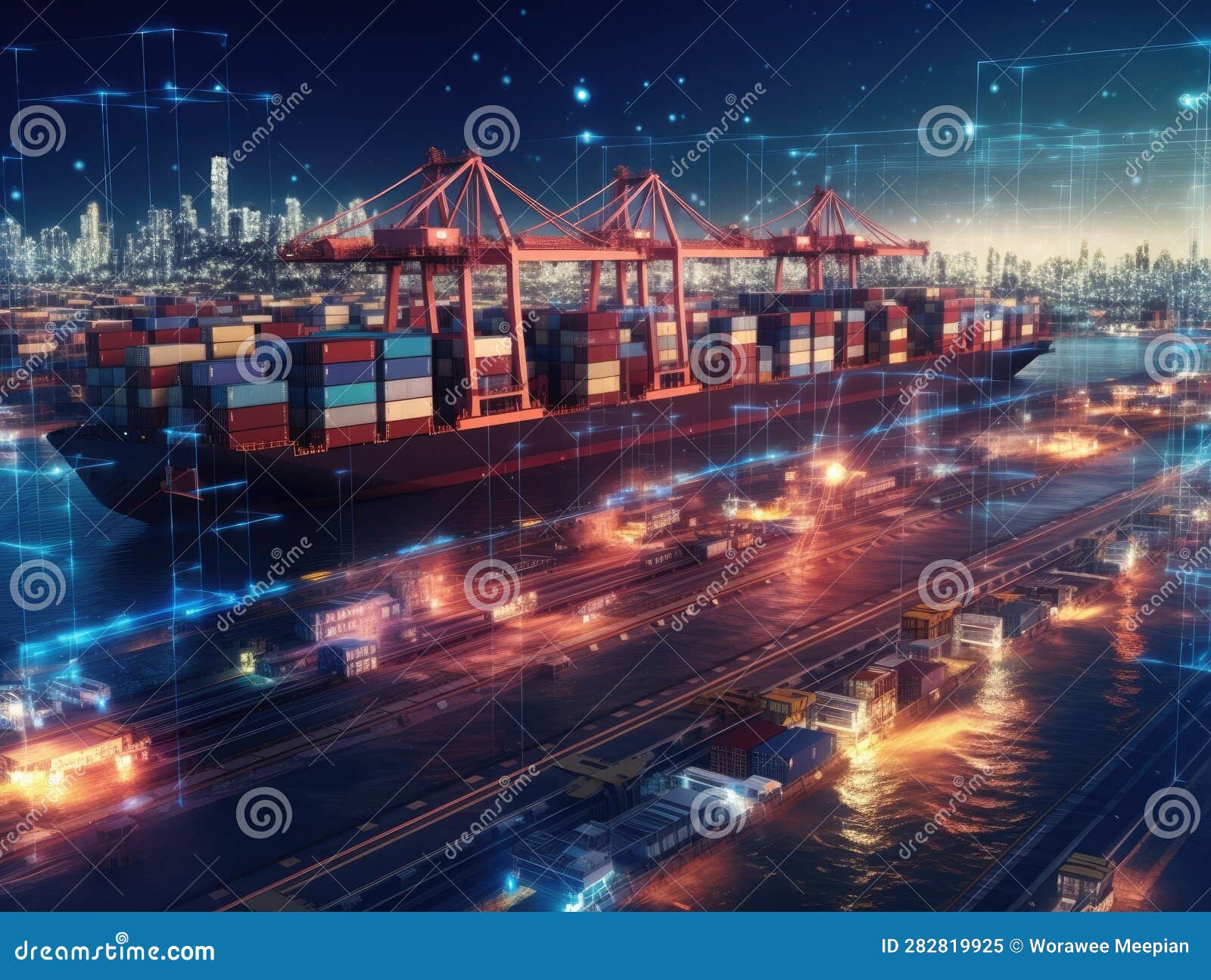 Smart Logistics and Warehouse Technology Concept, Container Cargo ...