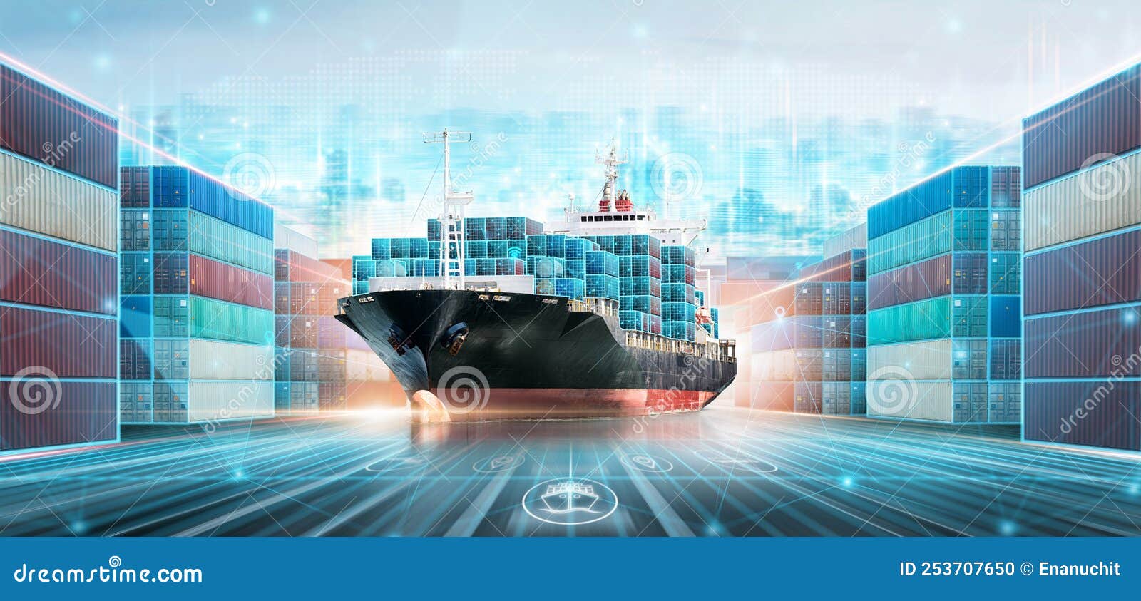 Smart Logistics and Warehouse Technology Concept, Real Time Data ...