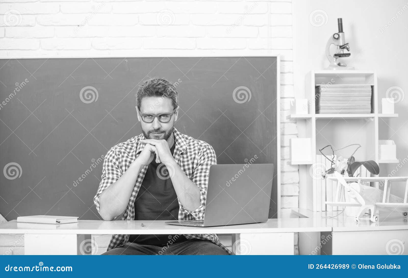 Smart Looking Guy Glasses Study at Classroom, Teachers Day Stock Image ...