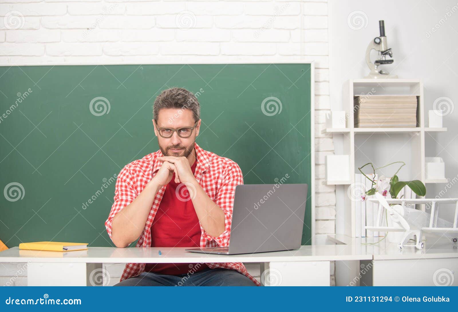 Smart Looking Guy Glasses Study at Classroom, Teachers Day Stock Photo ...