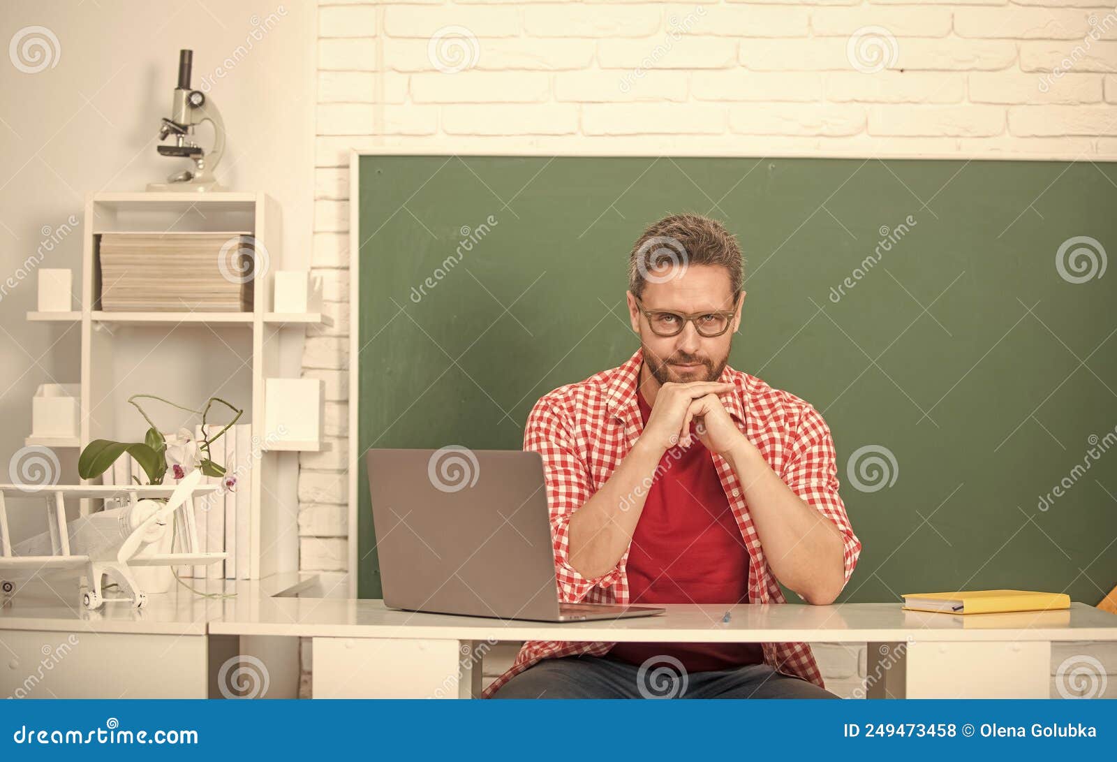 Smart Looking Guy Glasses Study at Classroom, Teachers Day Stock Photo ...
