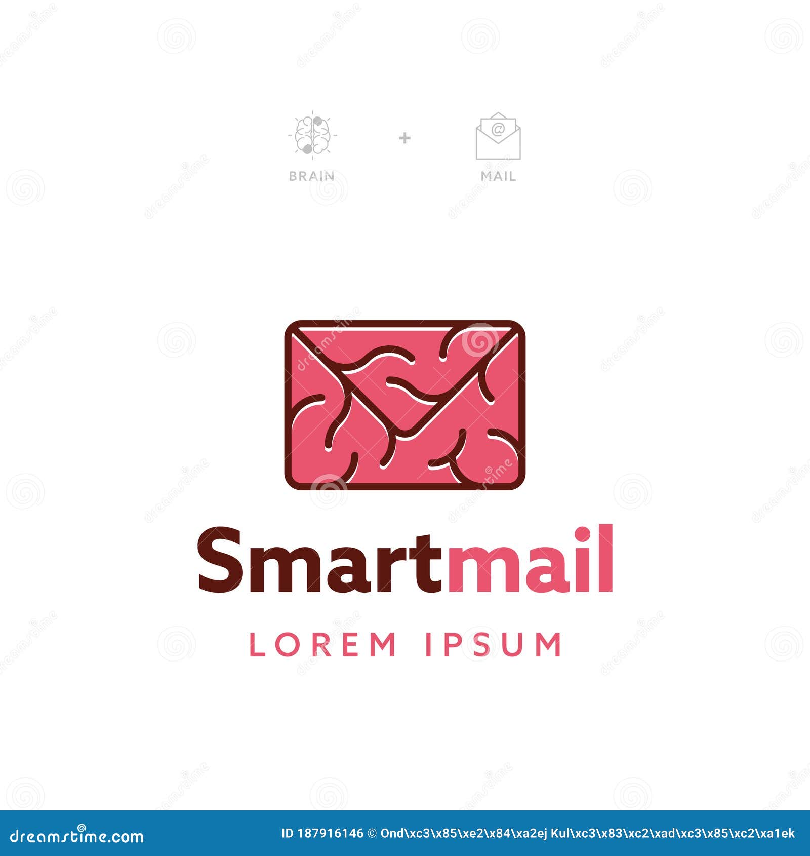 Smart Mail Symbol. Envelope with Brain Stock Vector - Illustration of ...