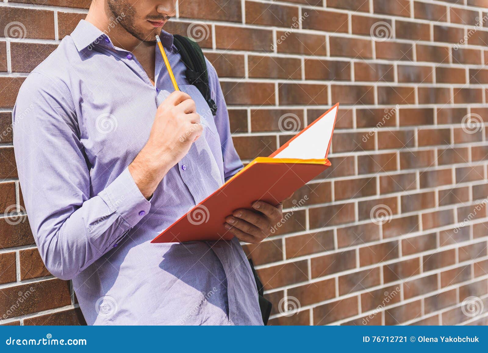 Smart Male Student Learning Subject Stock Image - Image of brick ...